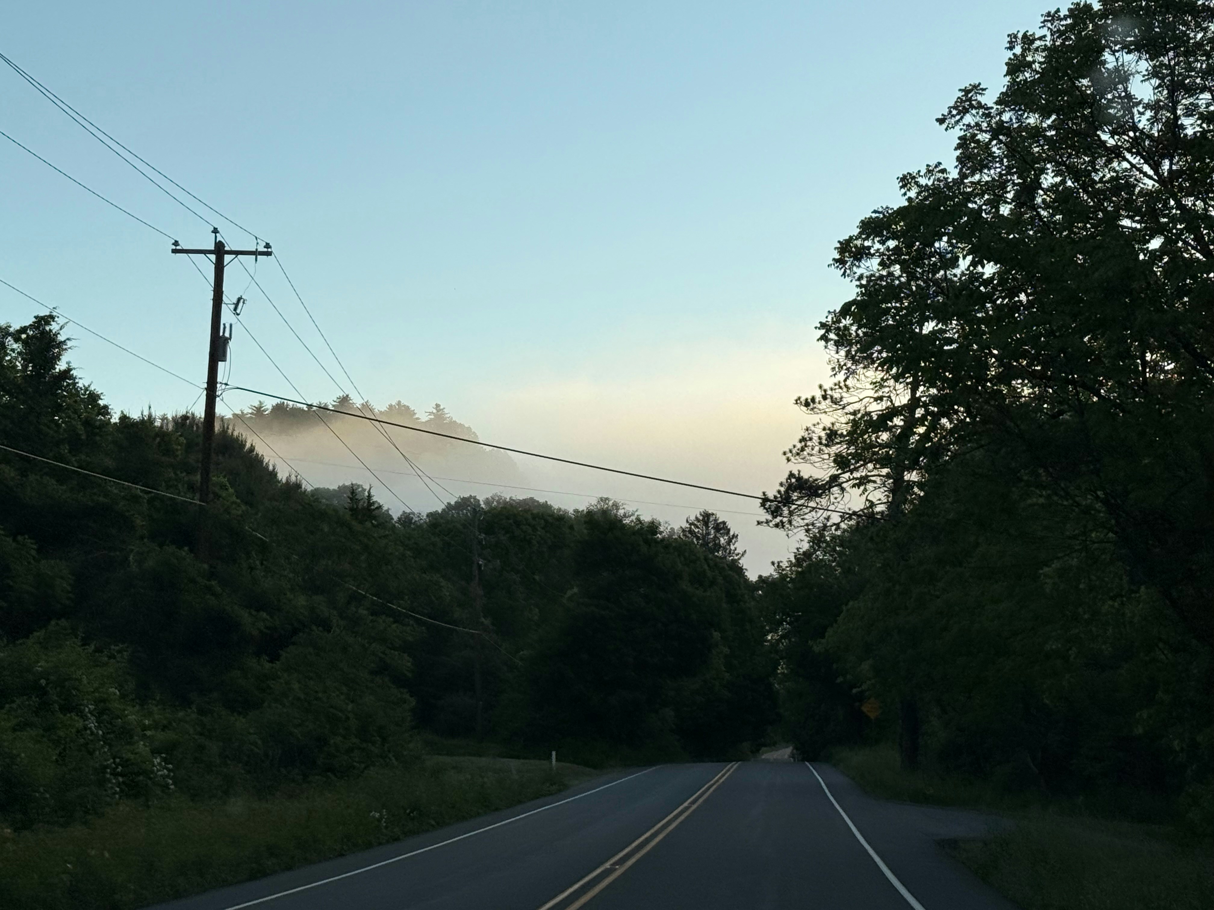 Distant Mist on a Quiet Rural Road