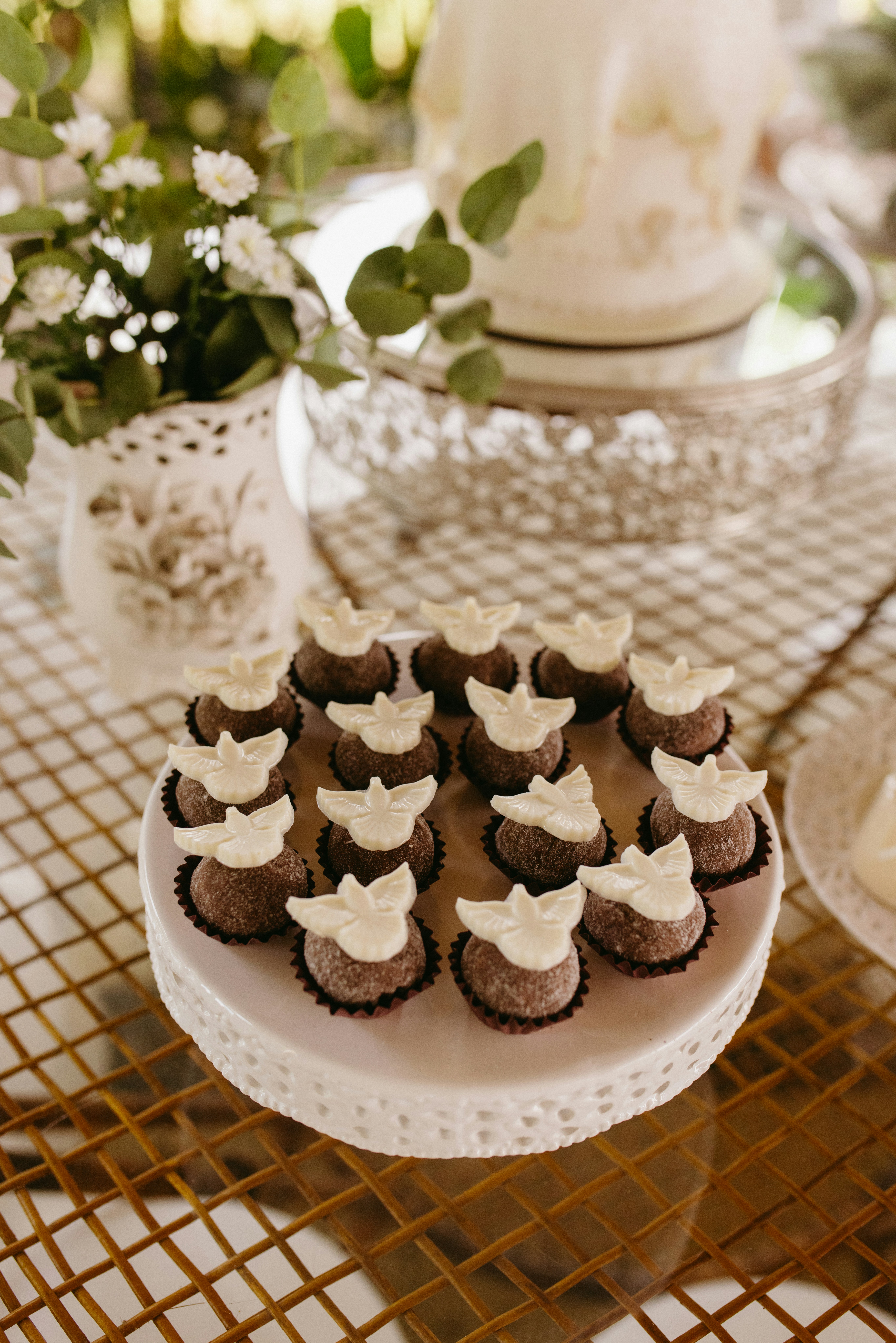 Sweet Party Tray: Chocolate Truffles with Creamy Floral Toppers