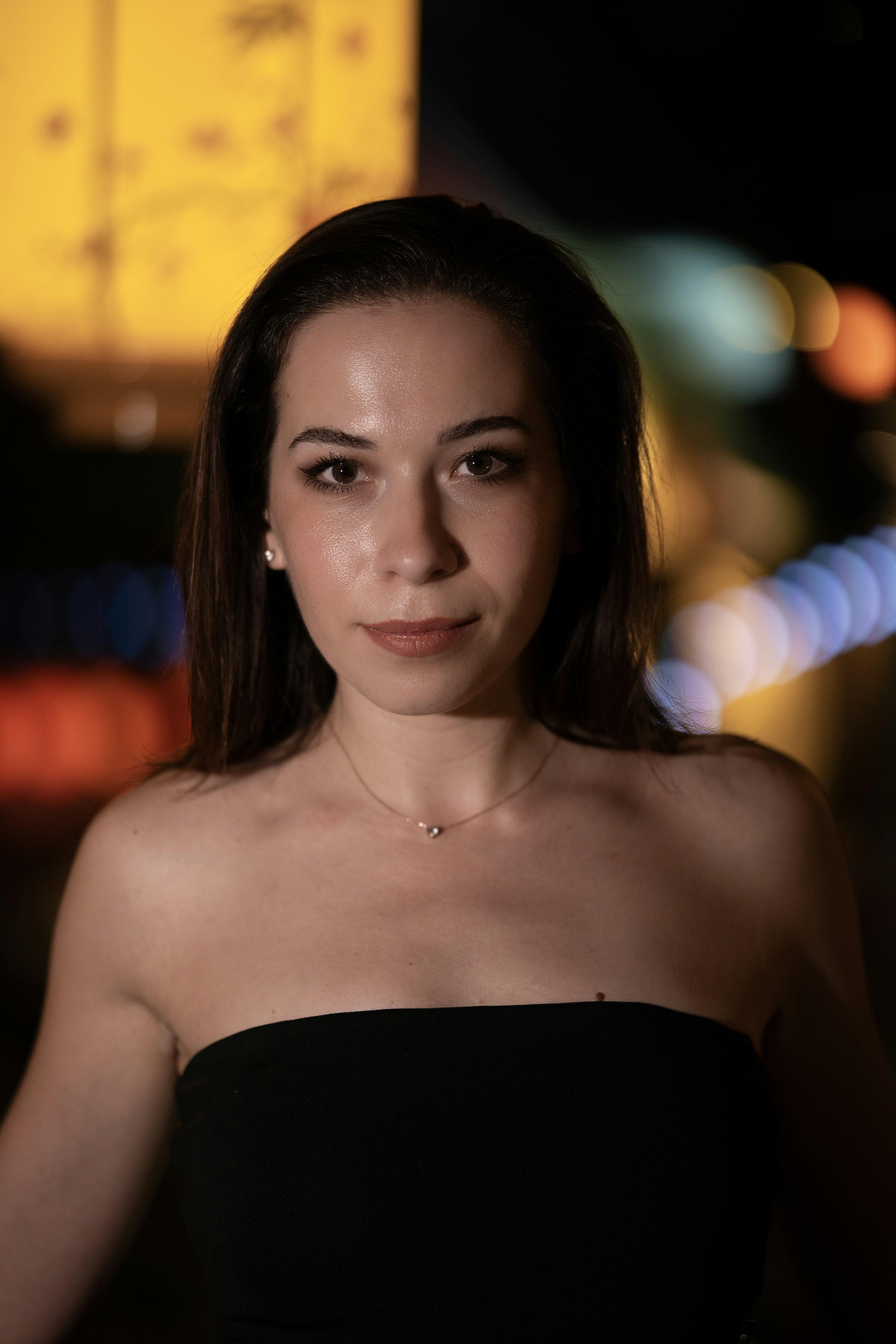 Neon Portrait: Calm Confidence Under City Lights