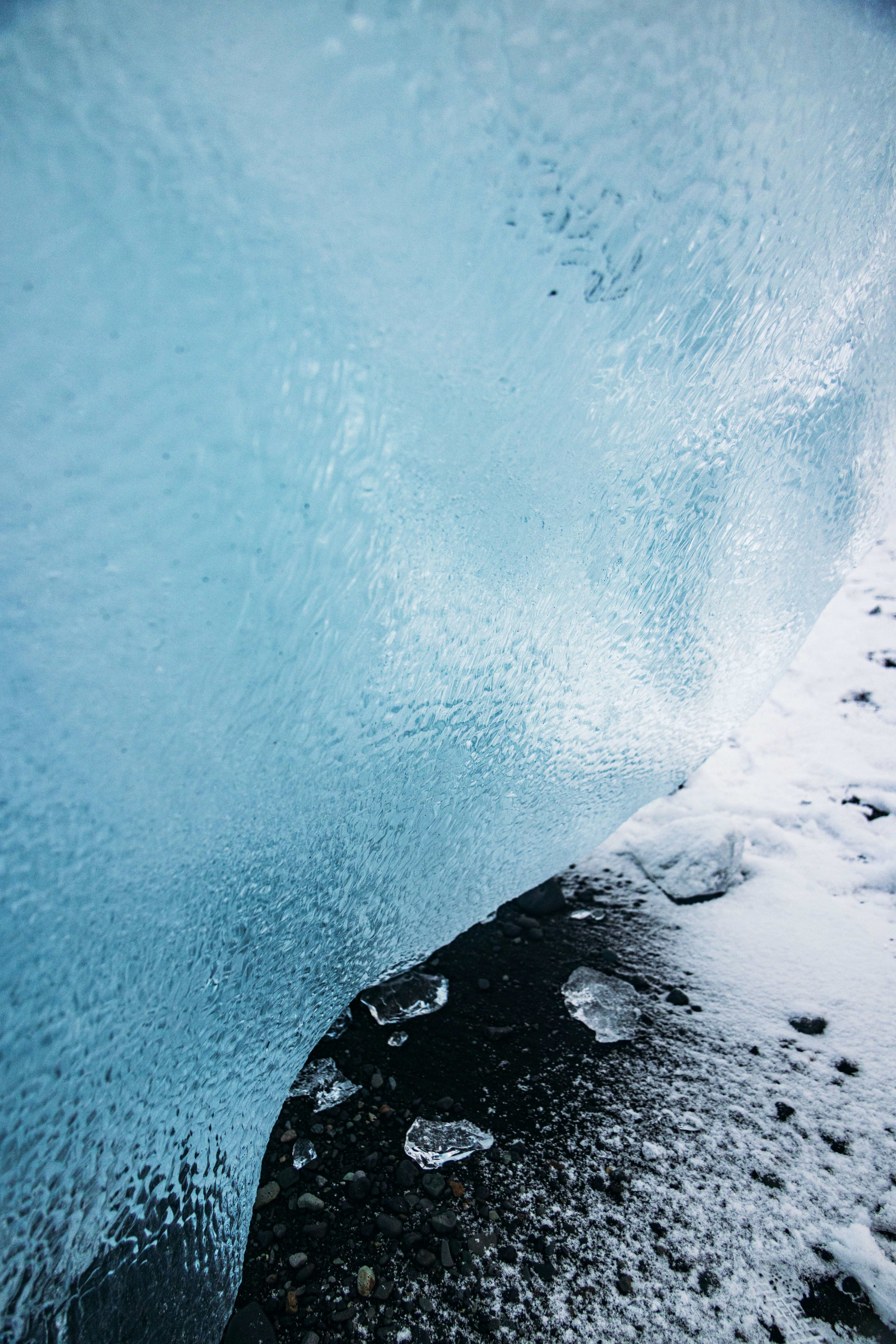 Glacial Blue Edge: Ice, Shadow and Snow at the Ice Cliff