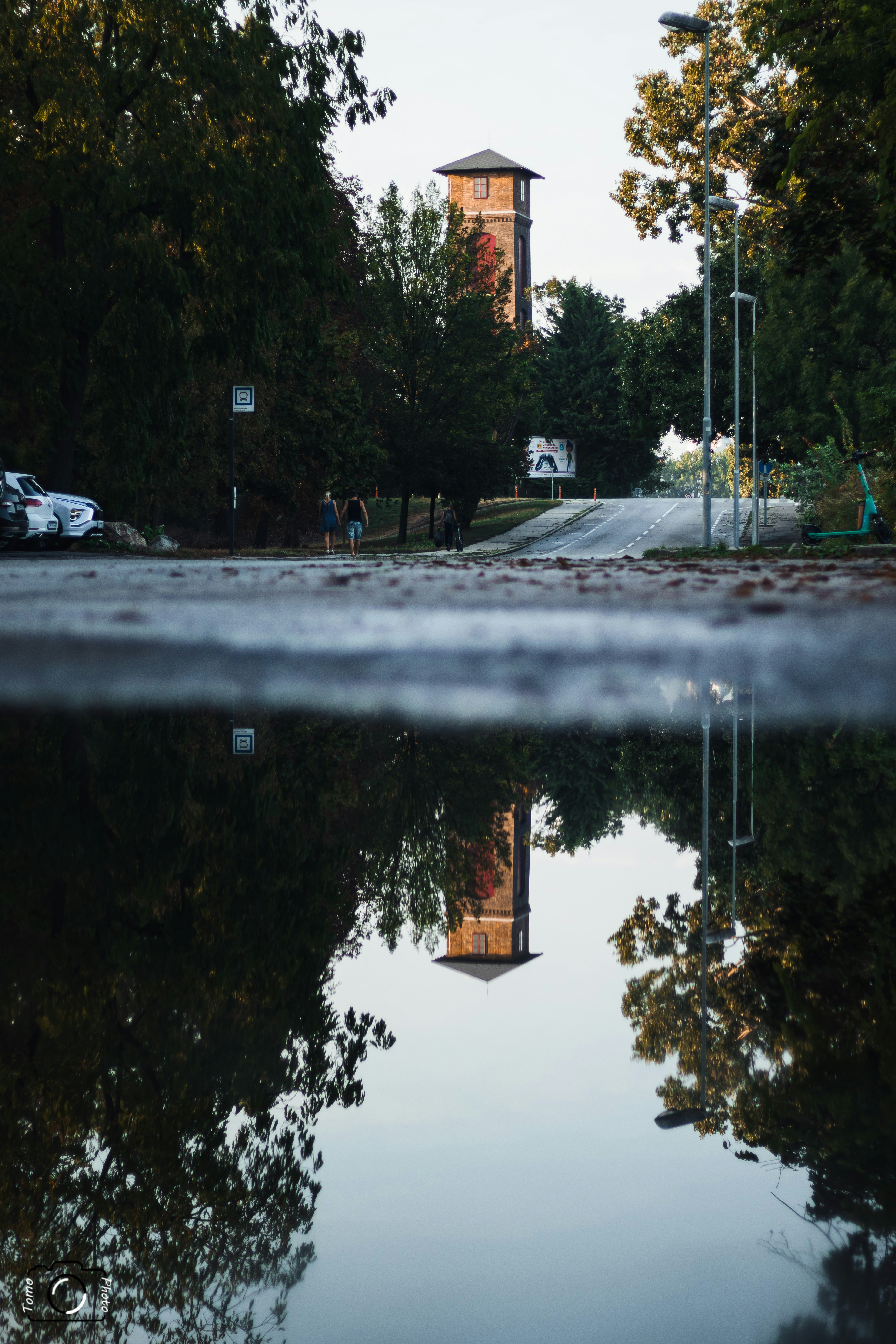 Reflection of the Clock Tower: A Quiet Street’s Mirror
