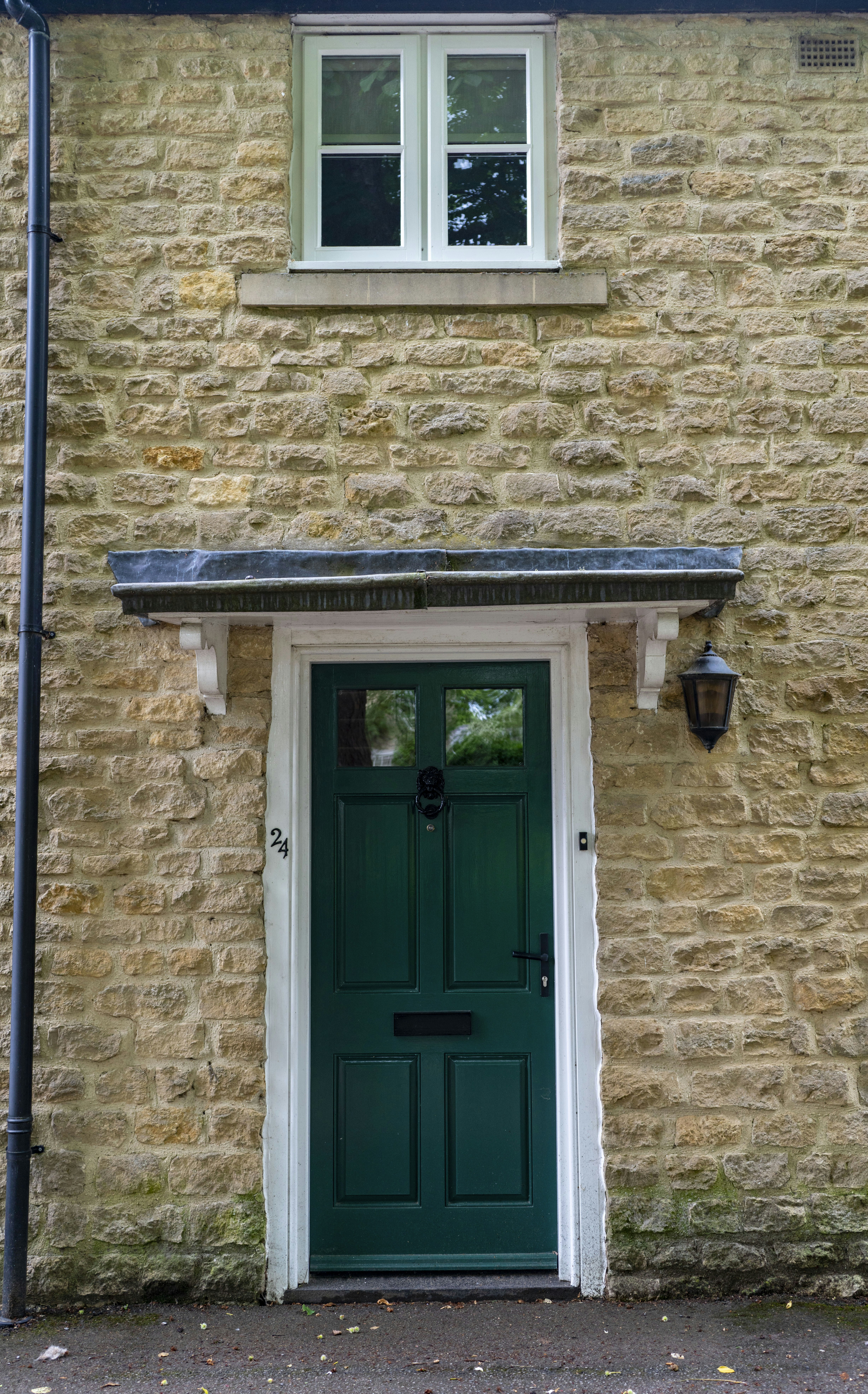 Green Door at a Stone Terrace: Quiet Domestic Facade
