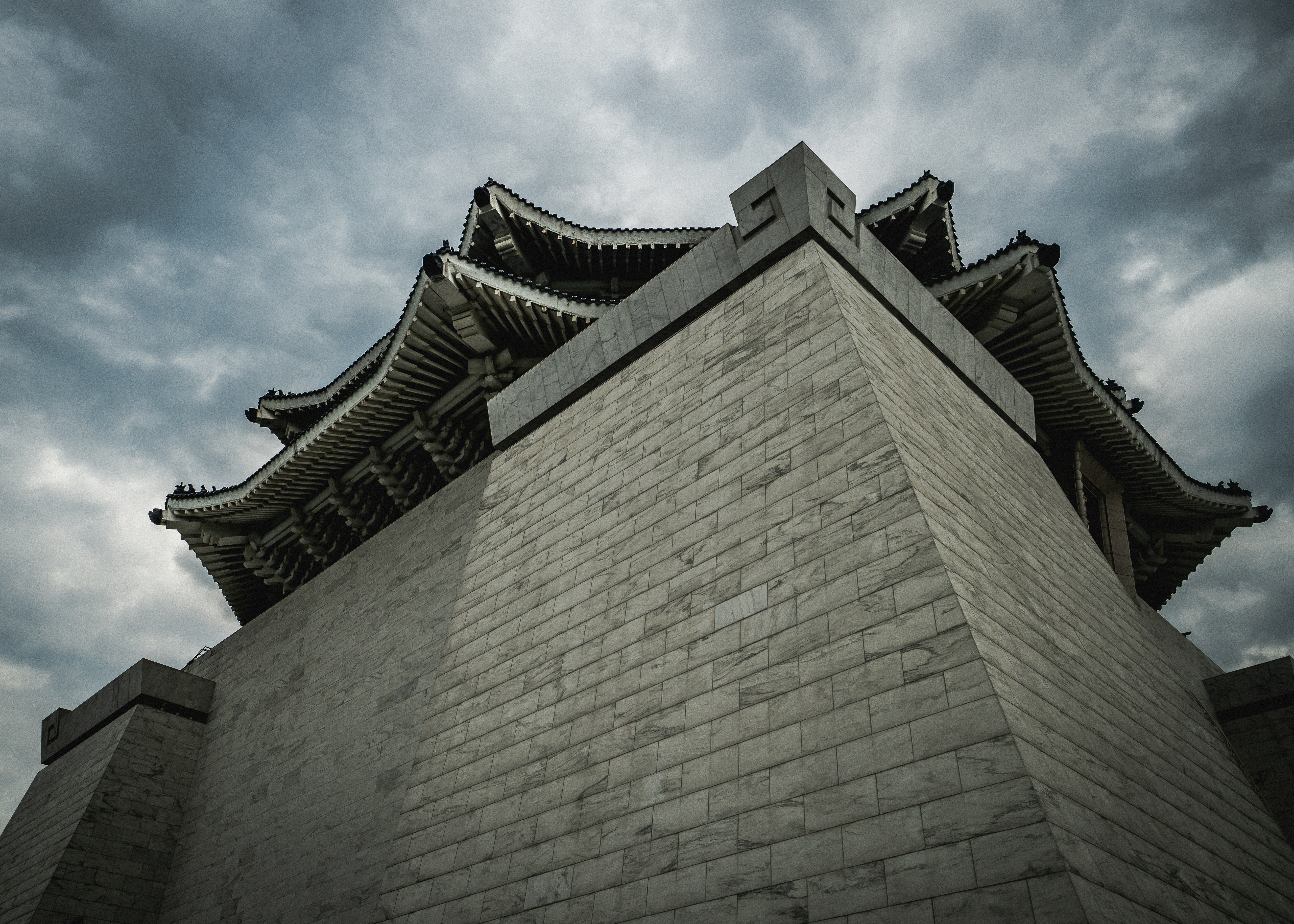 Upward Gaze: The Strong Facade of a Cornered Pagoda