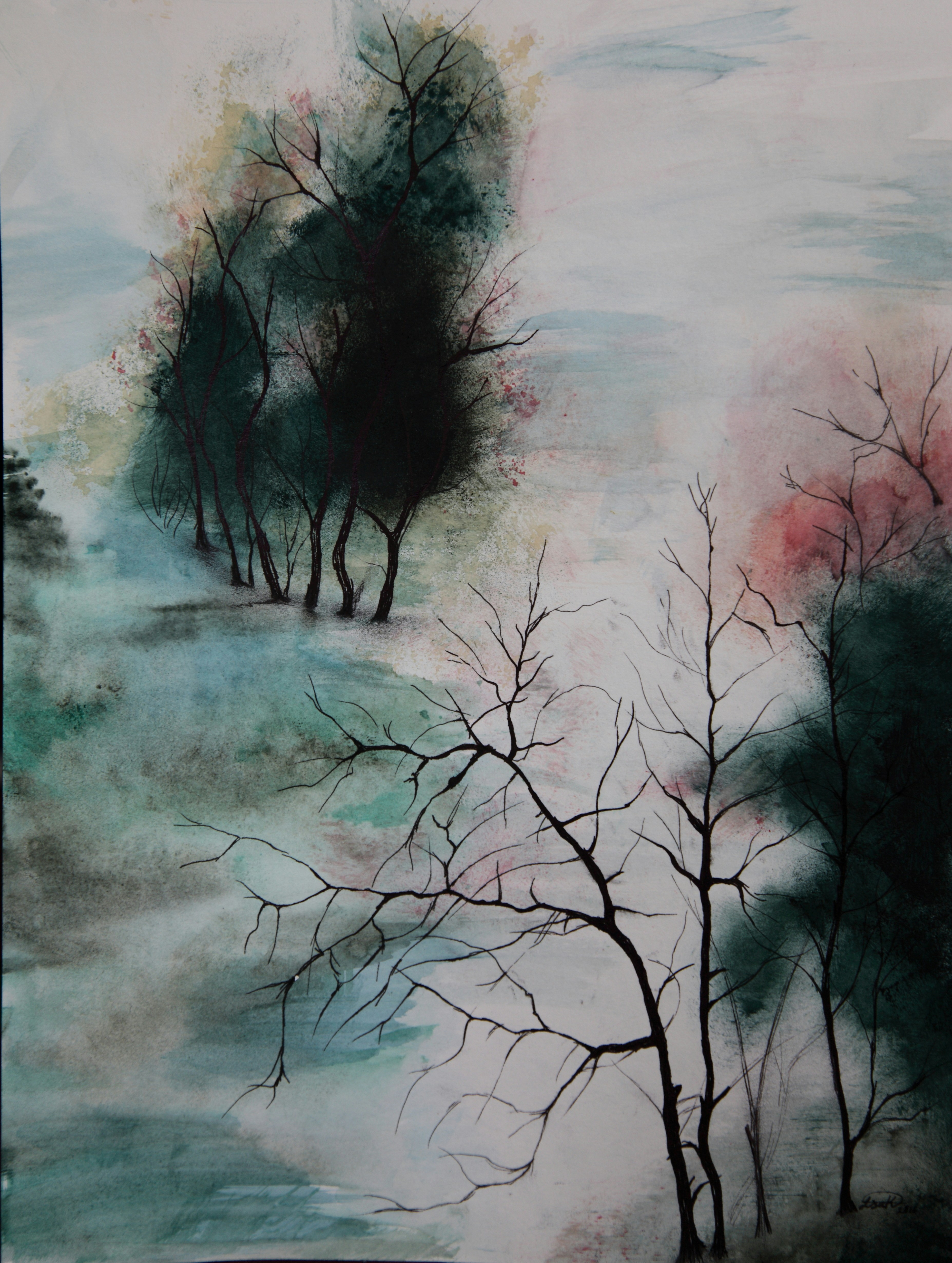 Whispering Trees on a Misty Canvas