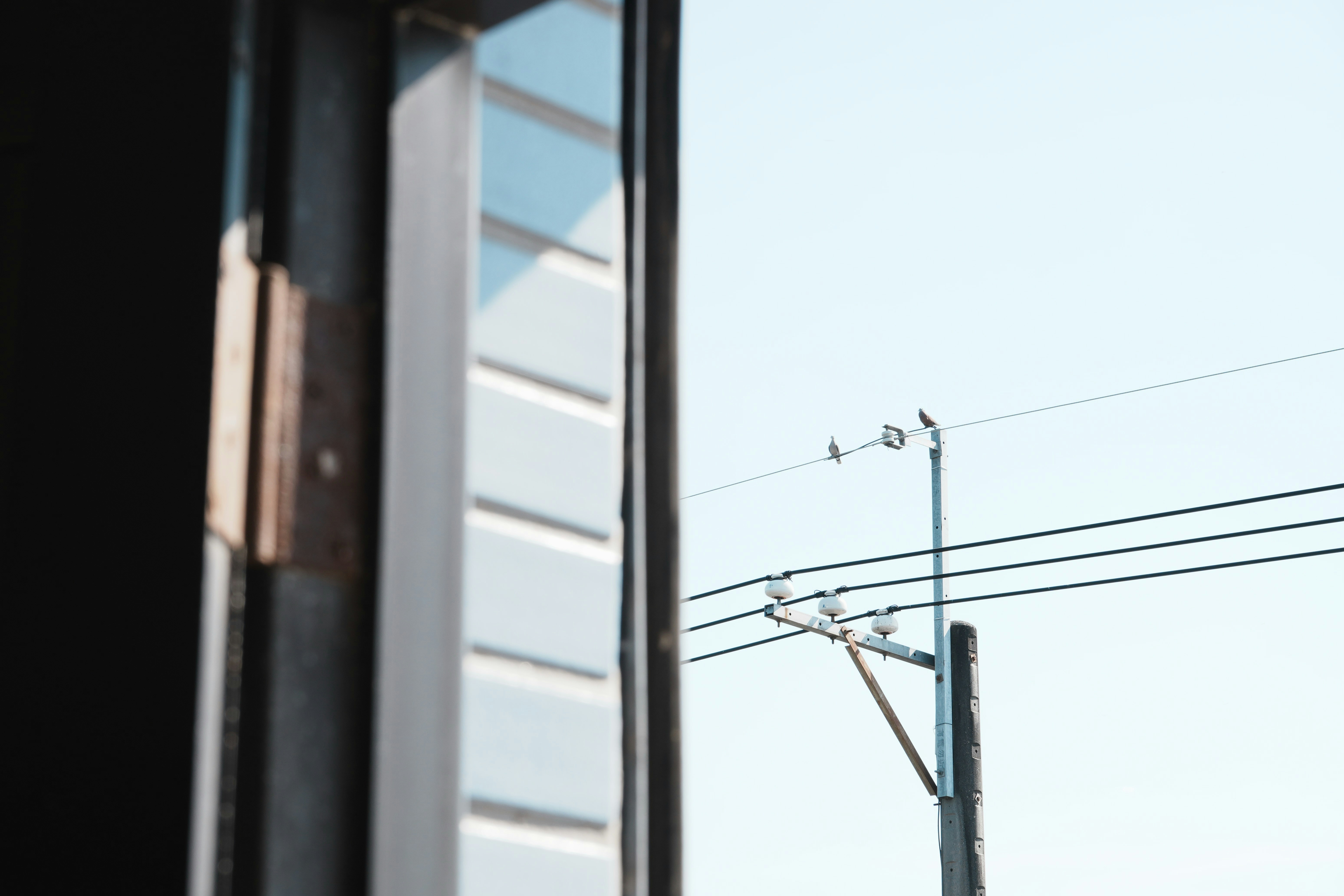 Edge of Frame: A Distant Utility Pole Against a Minimal Sky