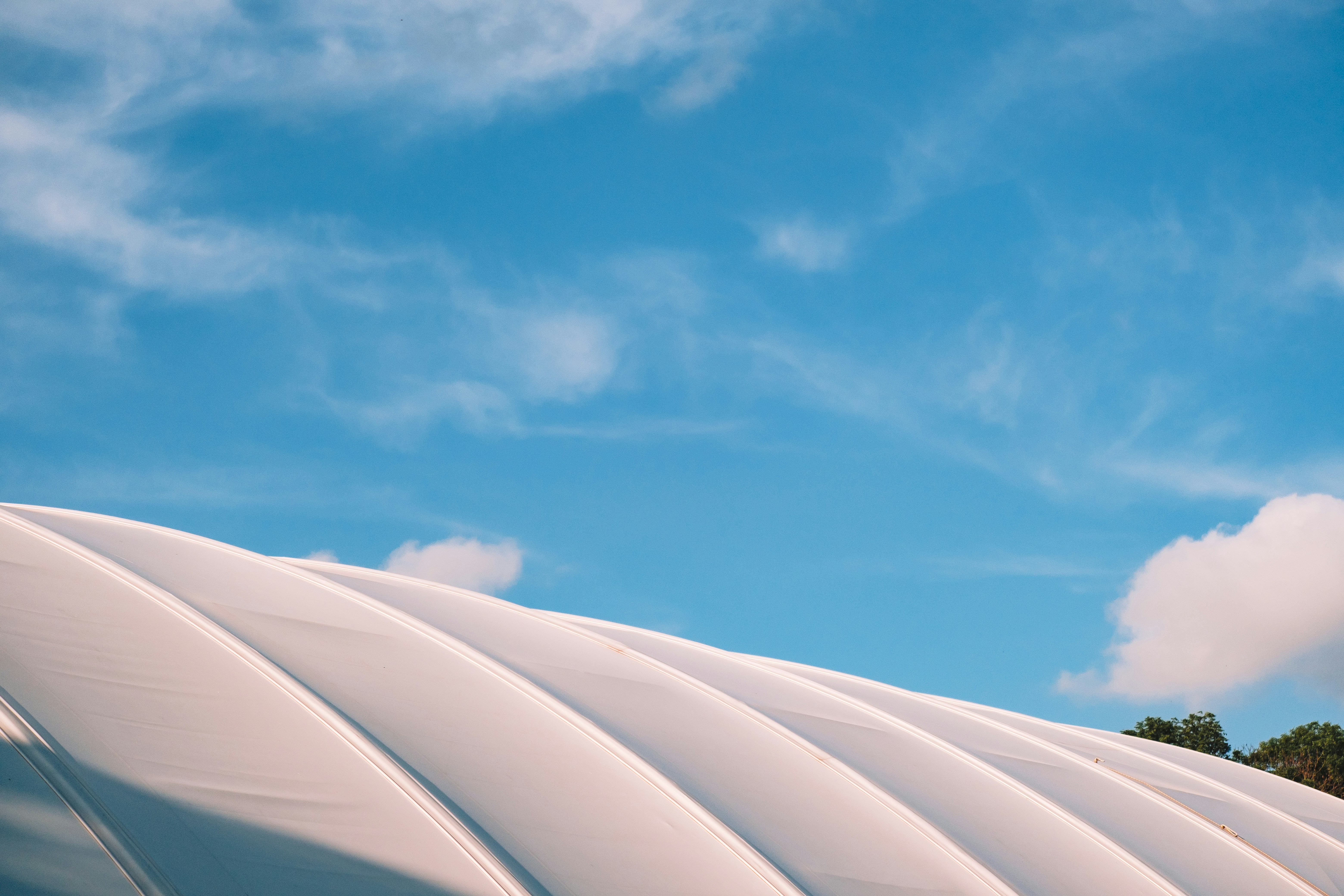 Low-Angle Dome Lines Against a Clear Sky