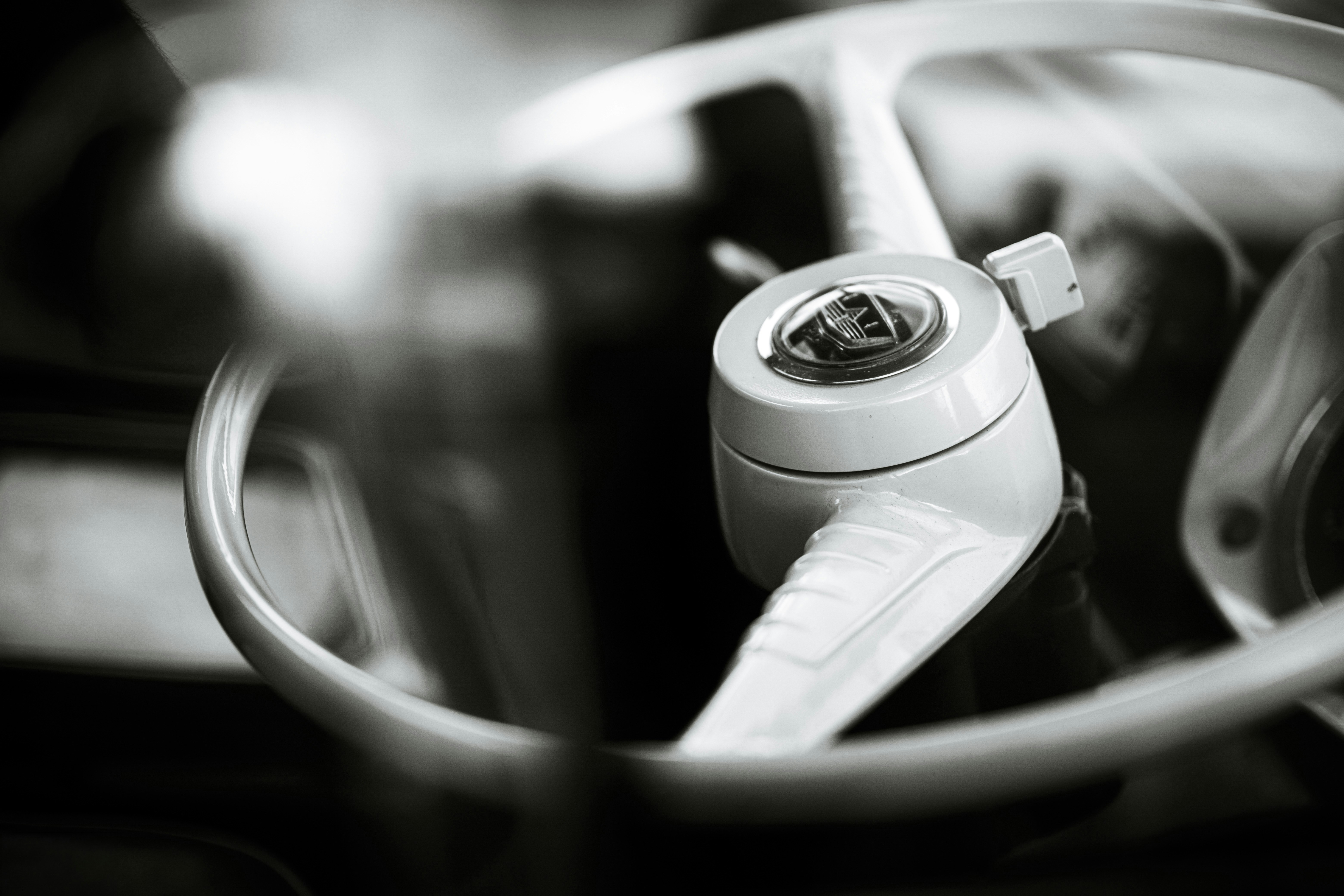 Macro glance: the dial and lever inside a car cockpit