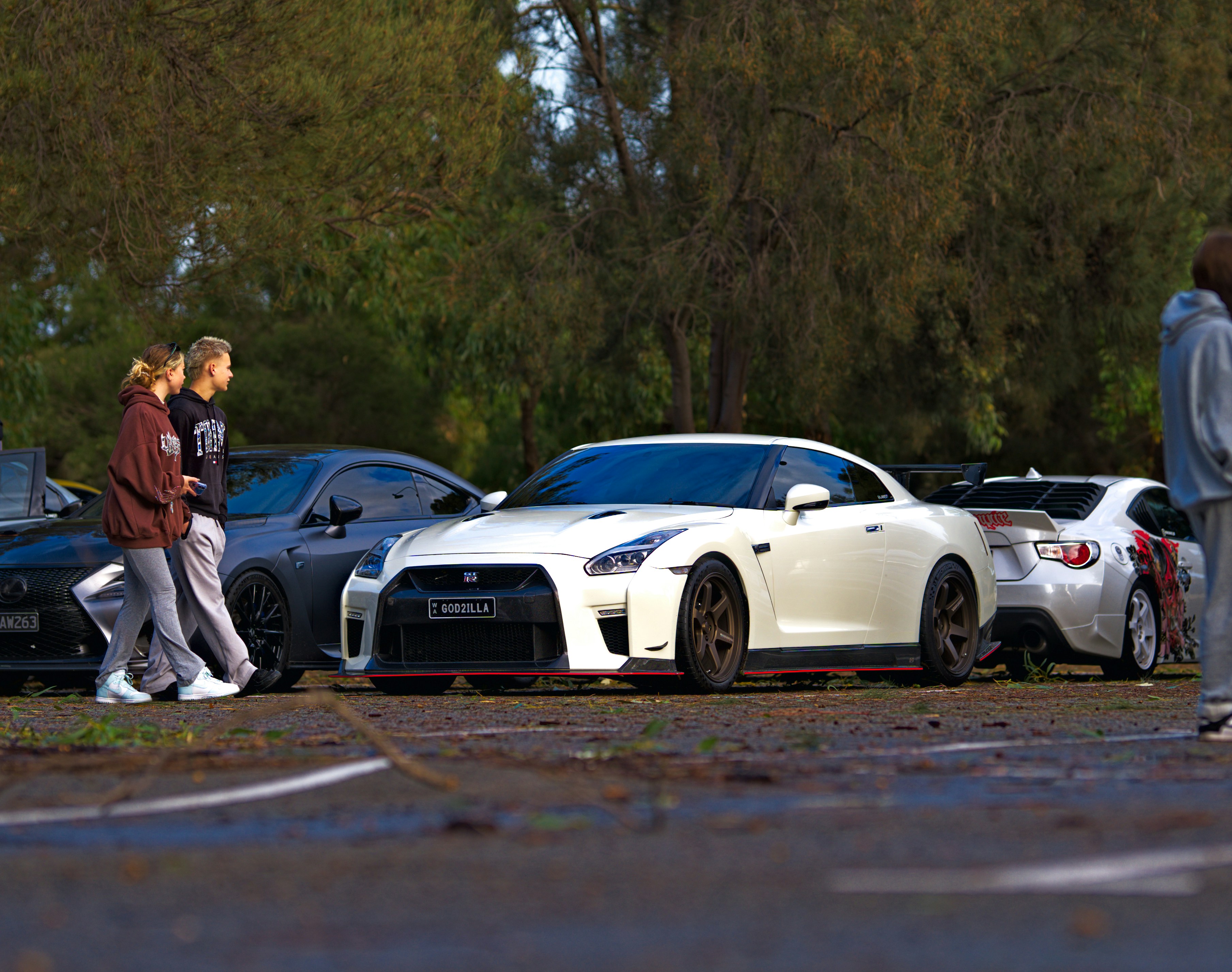White Nissan GT-R at a Parked Car Meet