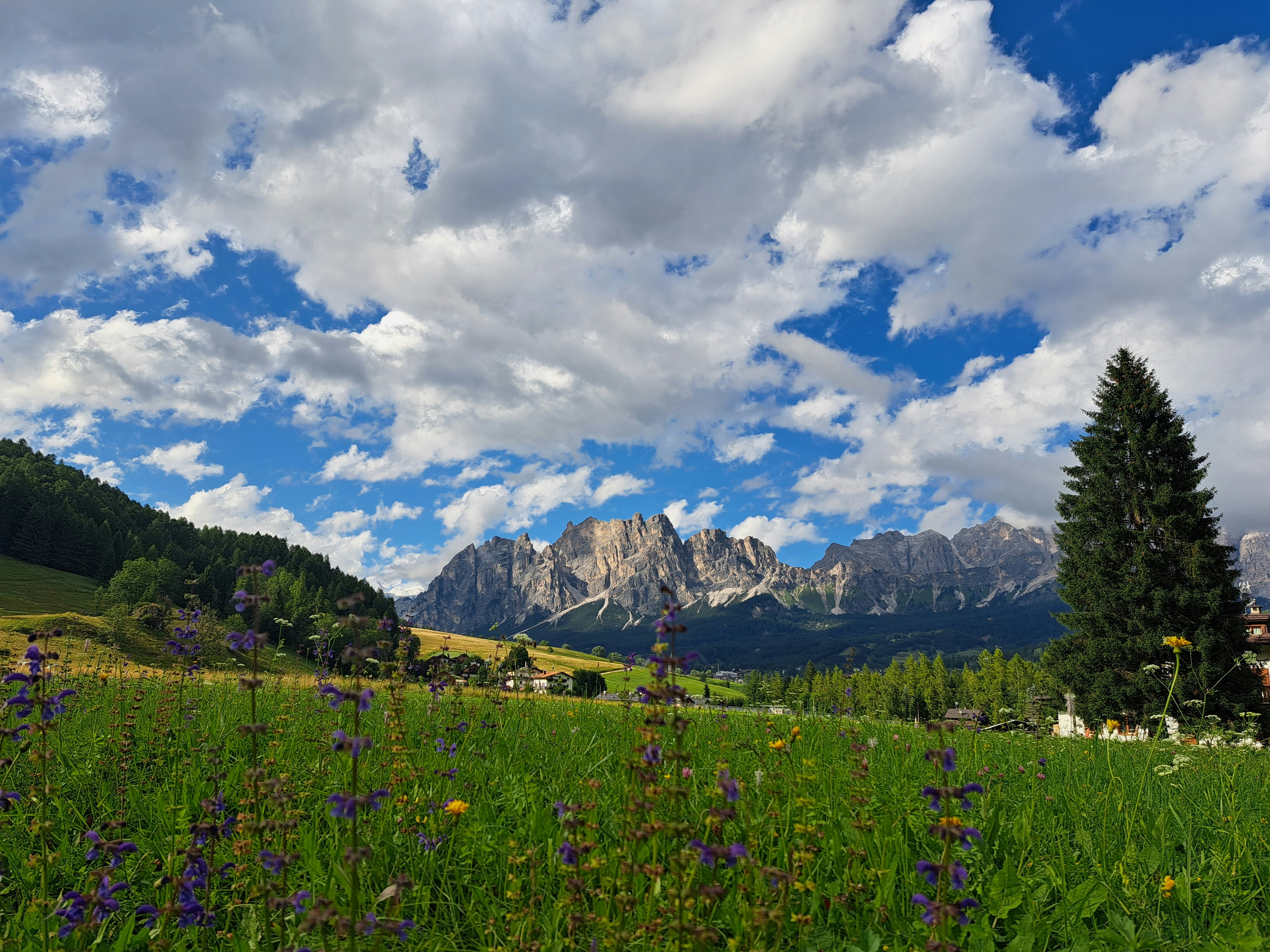 Quartz Peaks Under a Sky of Puffed Clouds