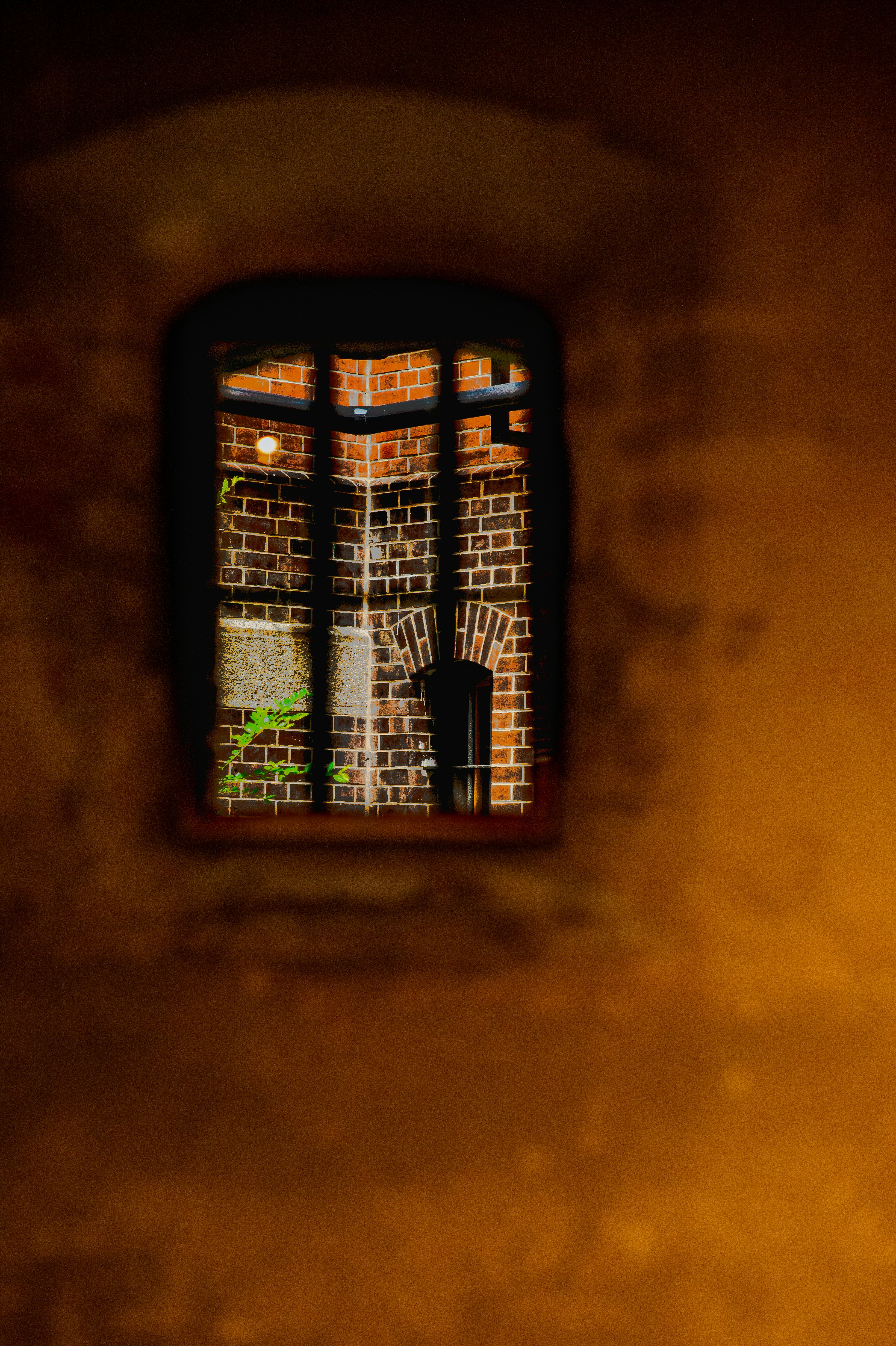 Brick Window Through a Night Window