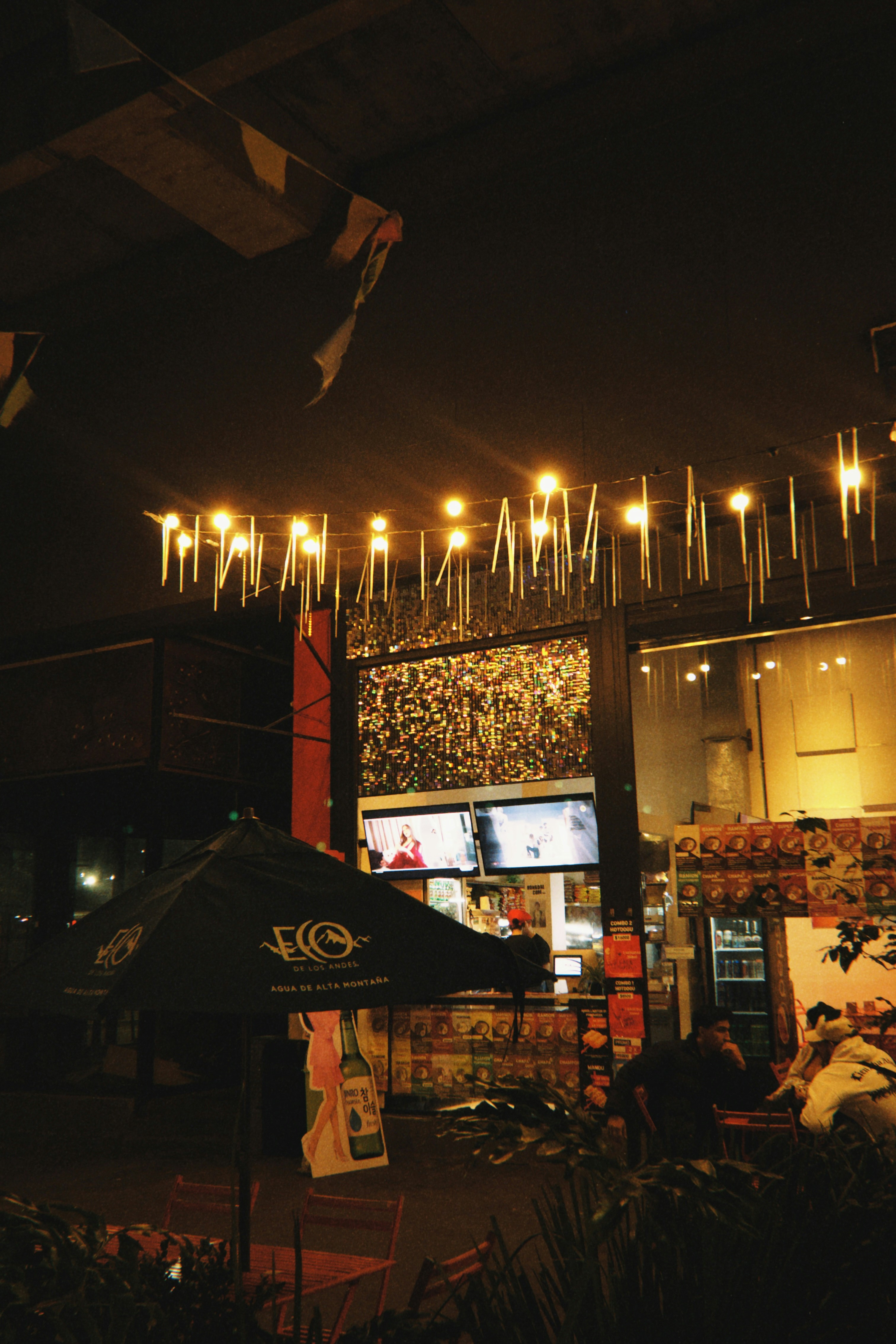 Evening Lights Over a Quiet Outdoor Café
