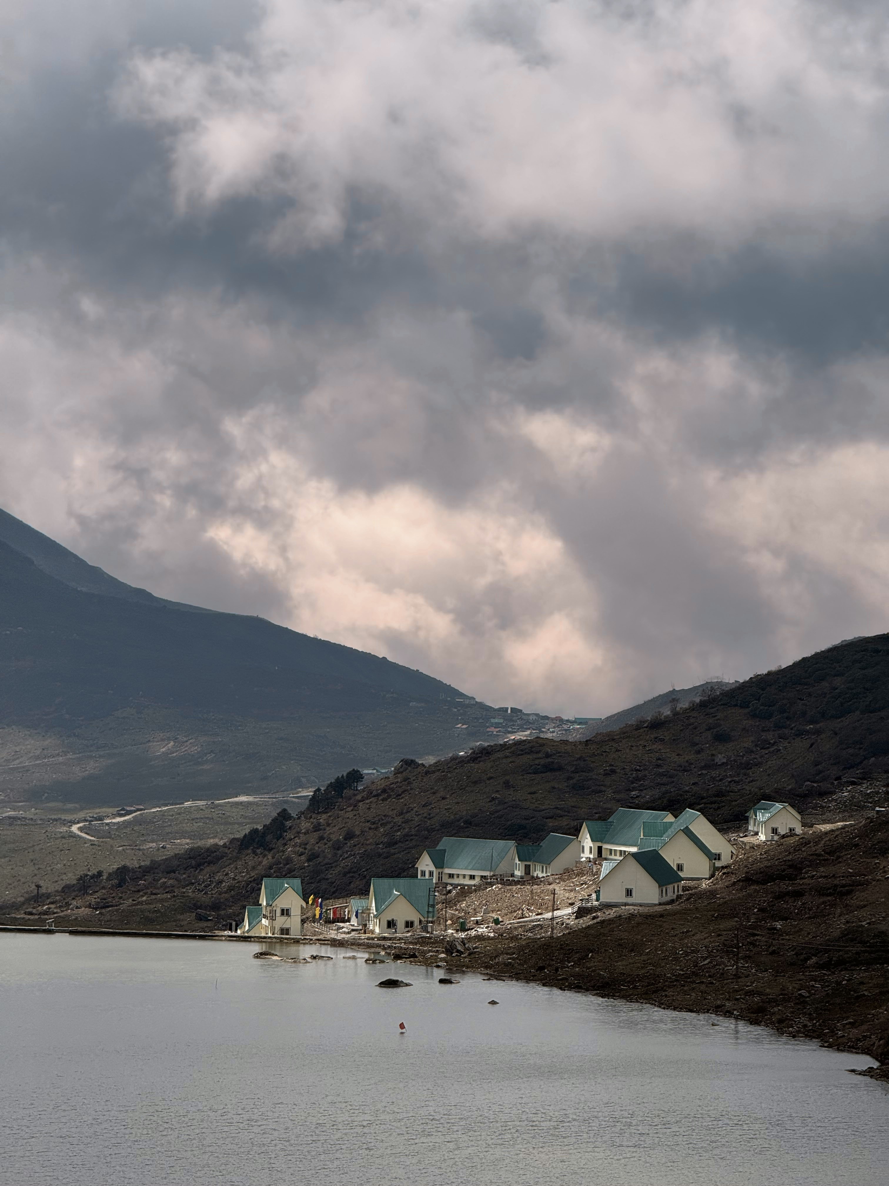 Quiet Fjord Village Nestled Along the Sloping Shore