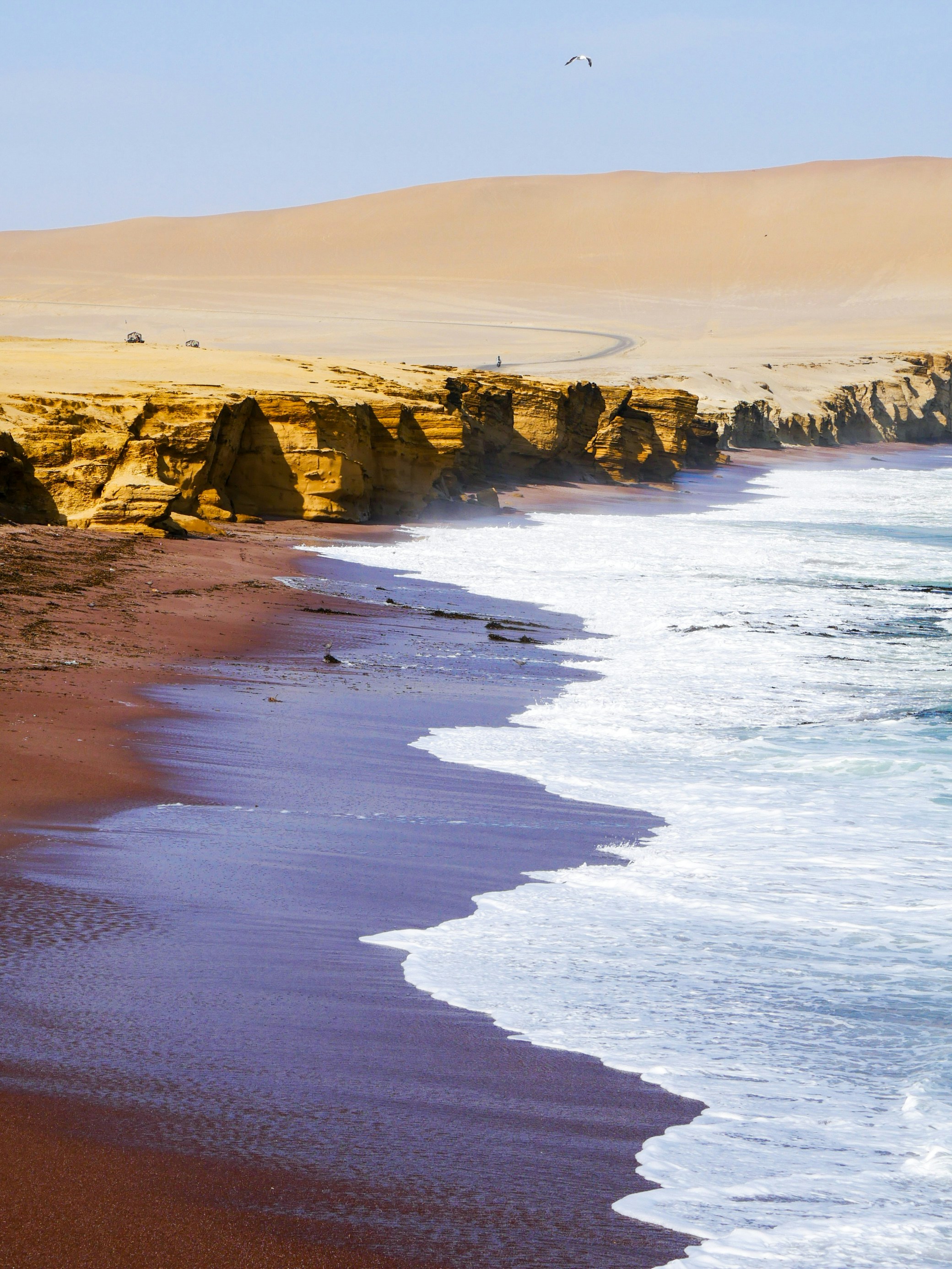 Golden Cliffs and White Foamy Tides