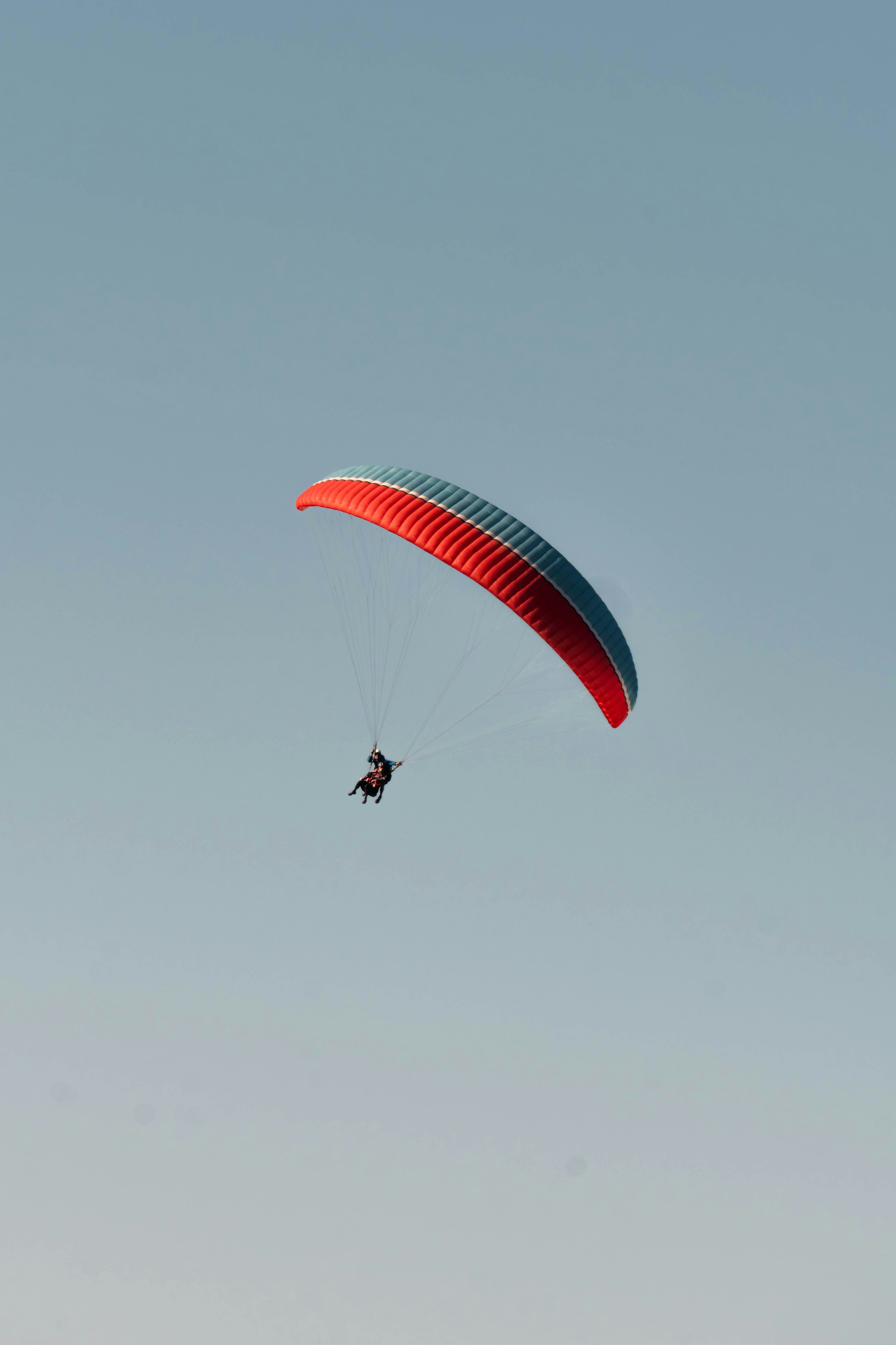 Soaring Silhouette: Paraglider Against a Clear Sky