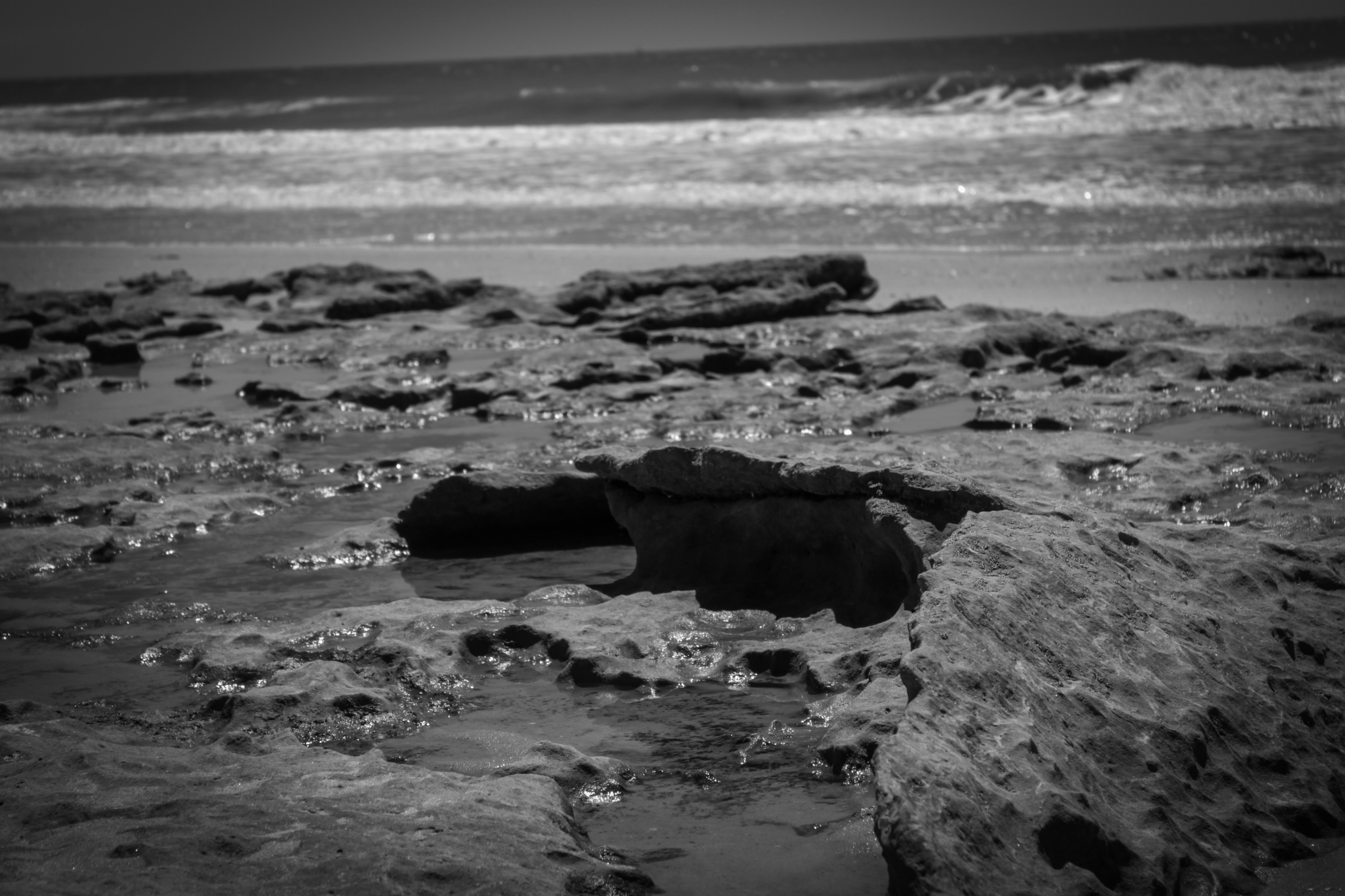 Desolate Coastal Rocks Carved by Tides