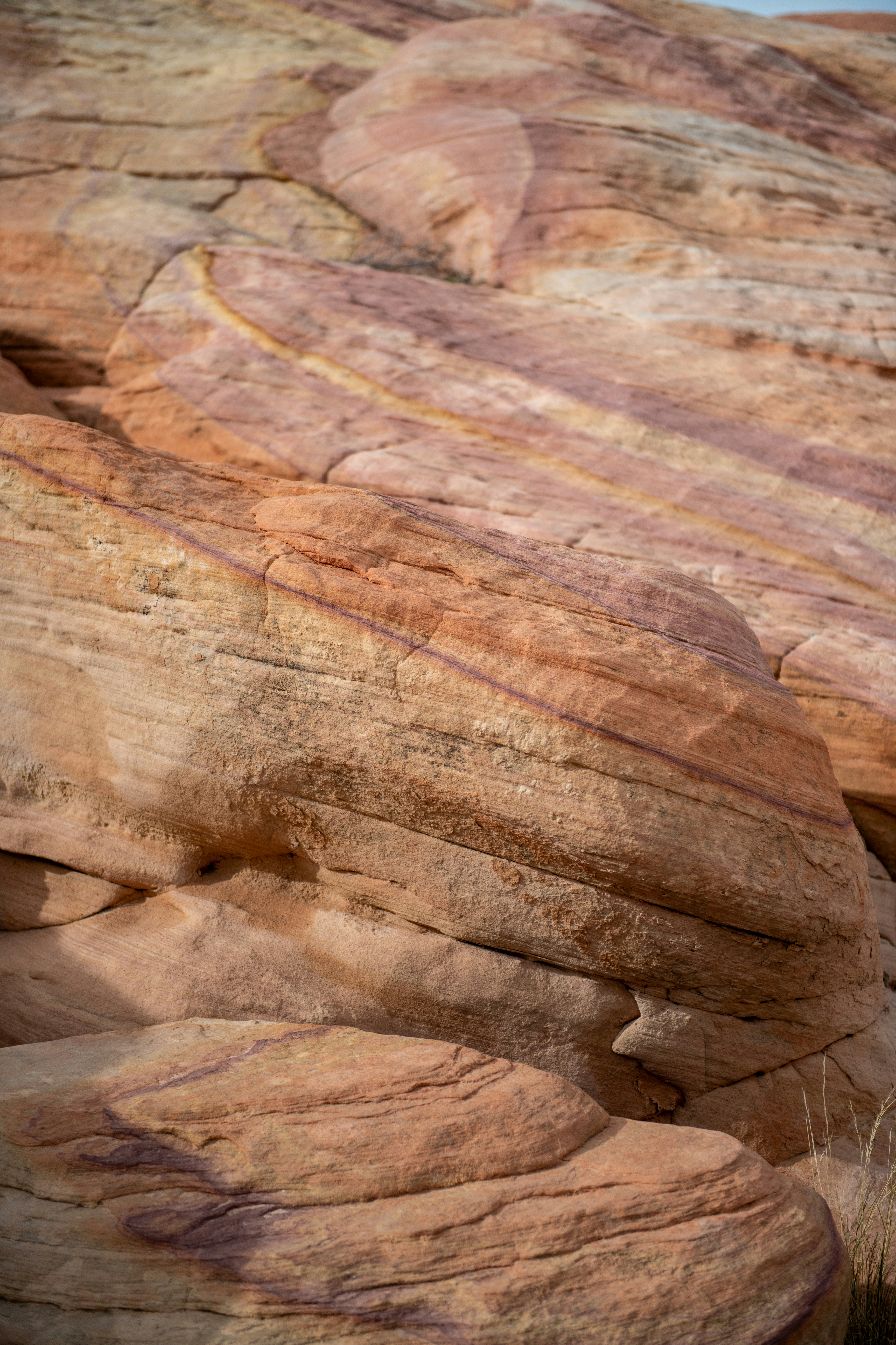 Stone Strata in Sunset Light: Painted Ridges on Weathered Rock