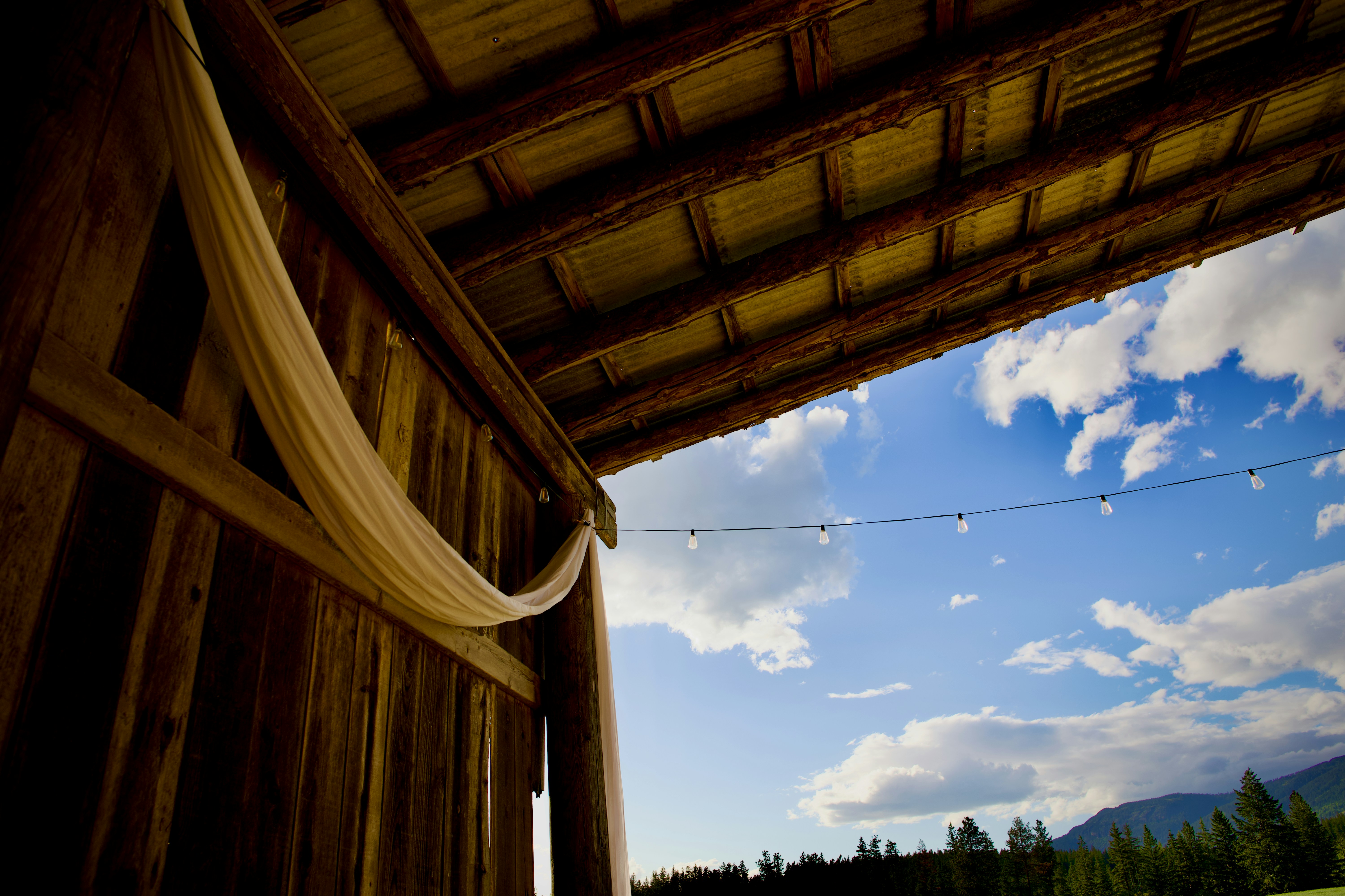 Wooden Shelter Under a Clear Sky
