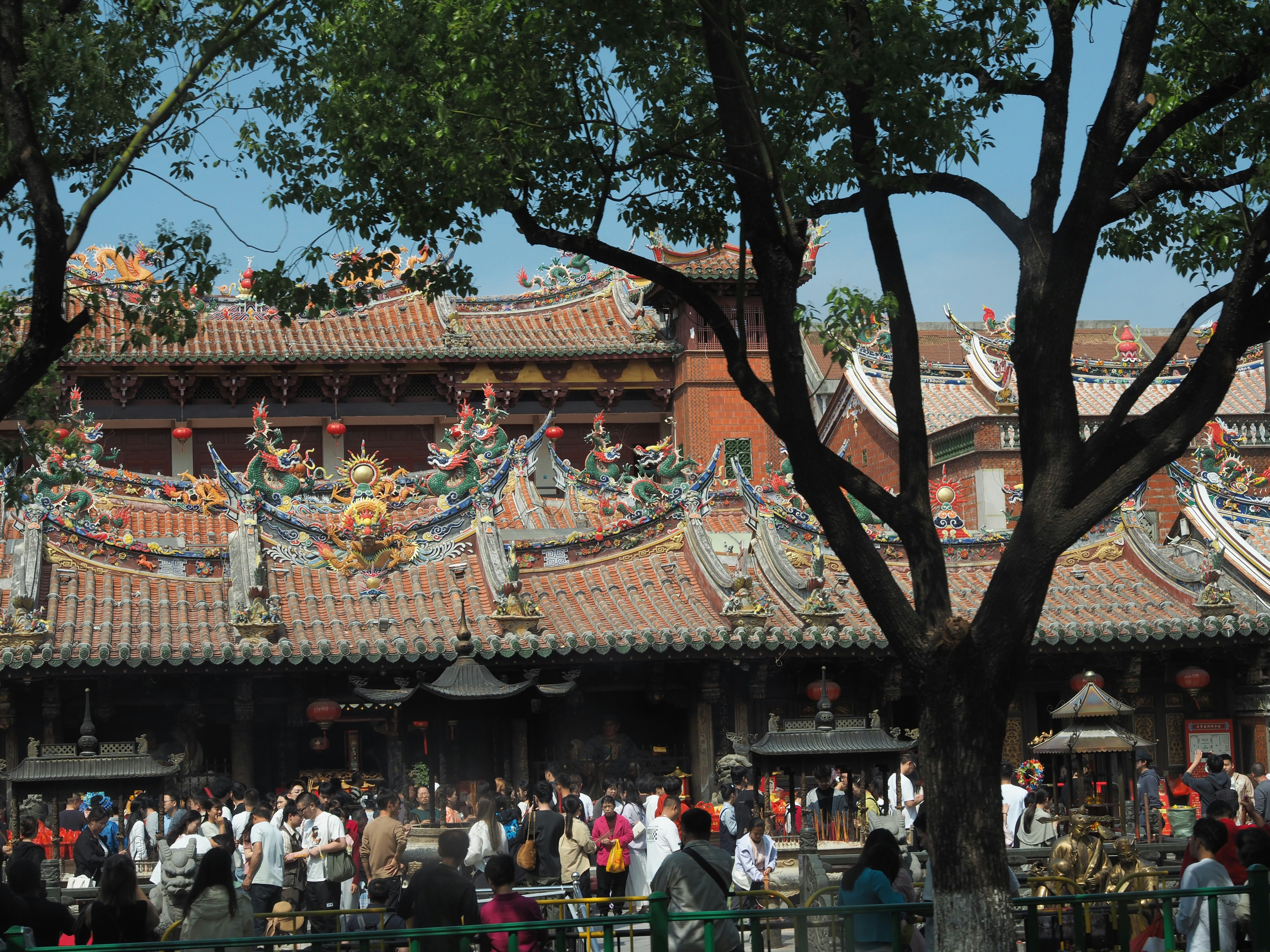 Temple Courtyard in a Bustling Traditional Complex