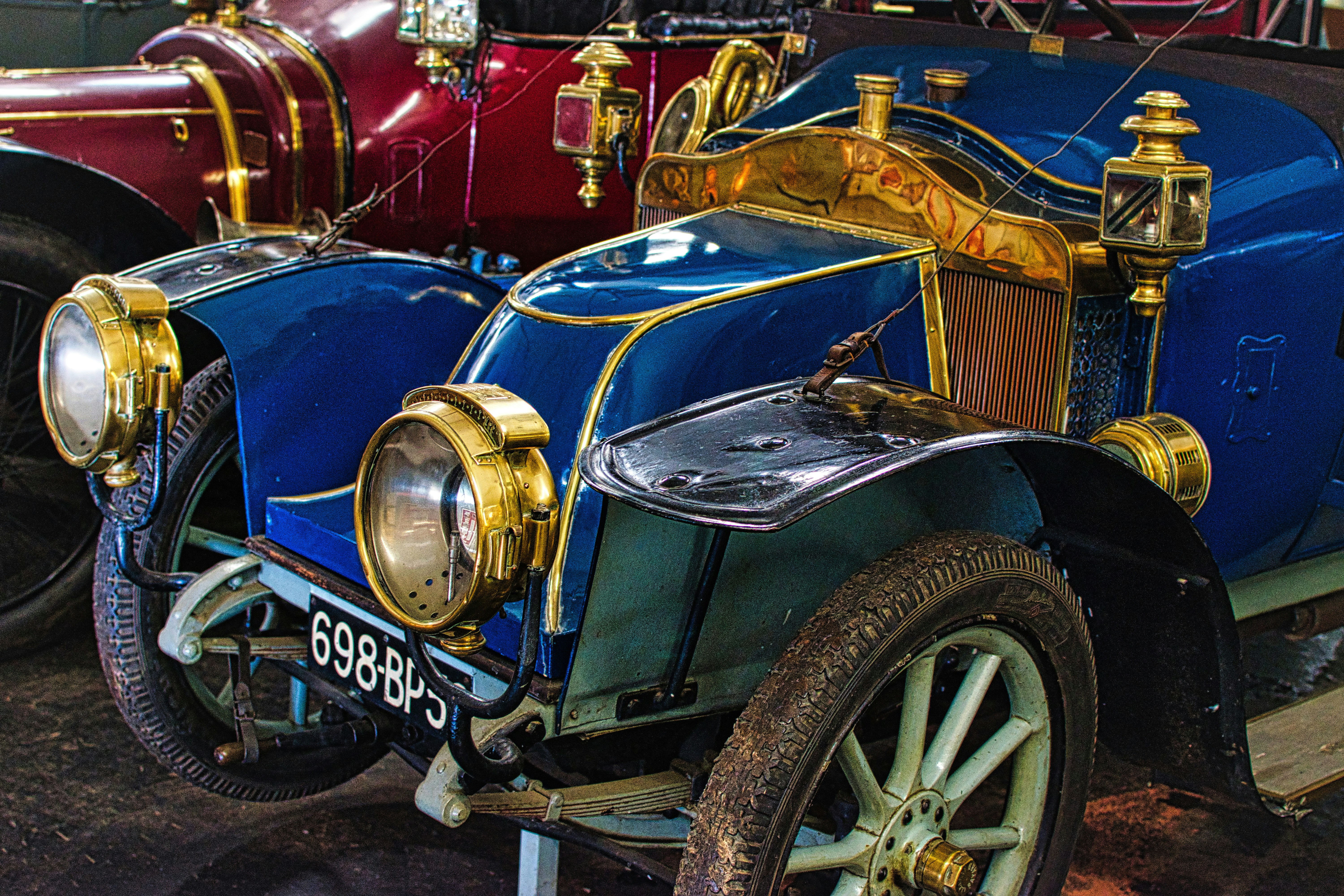 Blue Vintage Velocity: A Portrait of Antique Automobiles