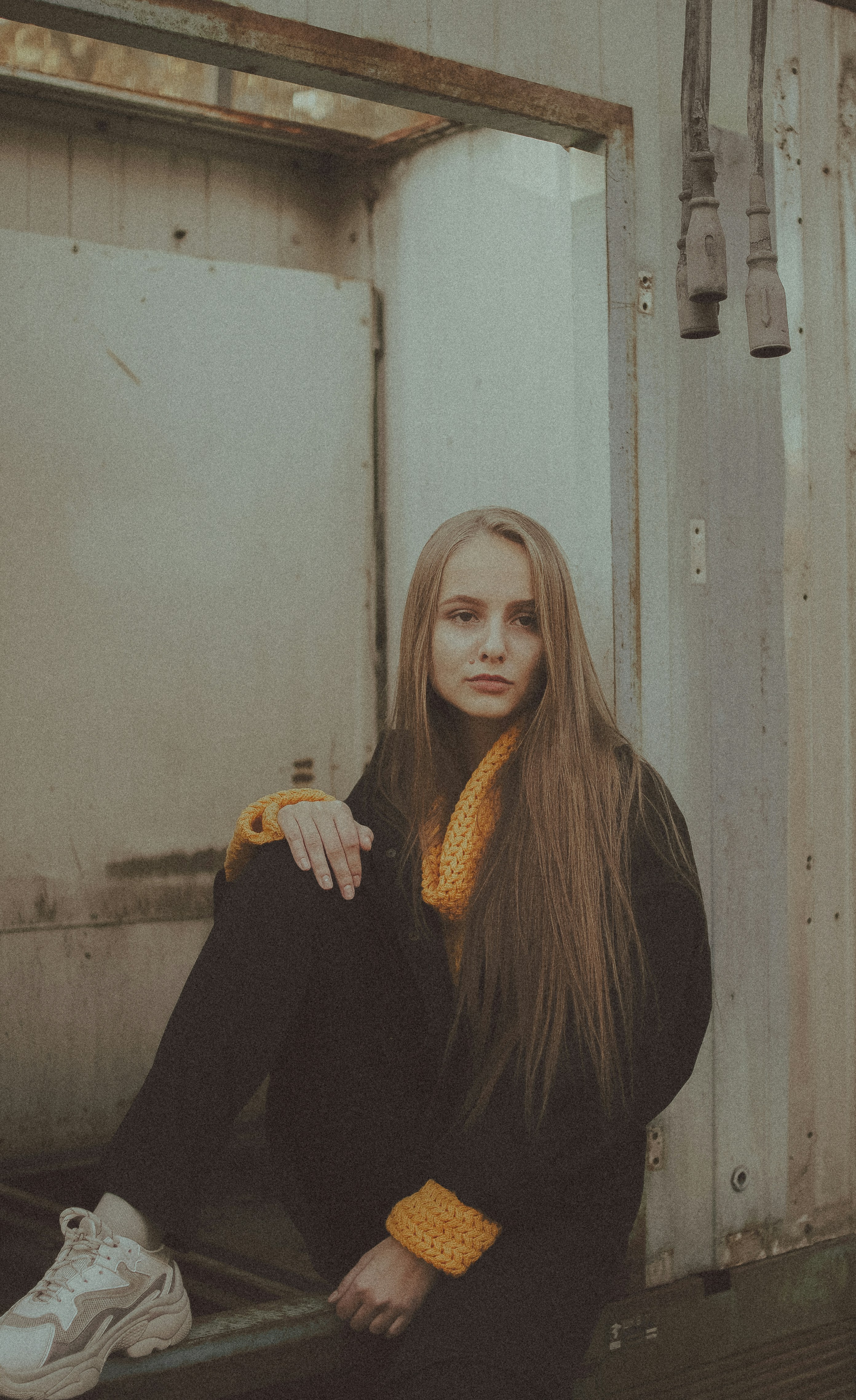 Lonely Warmth: A Portrait in Rust and Yellow