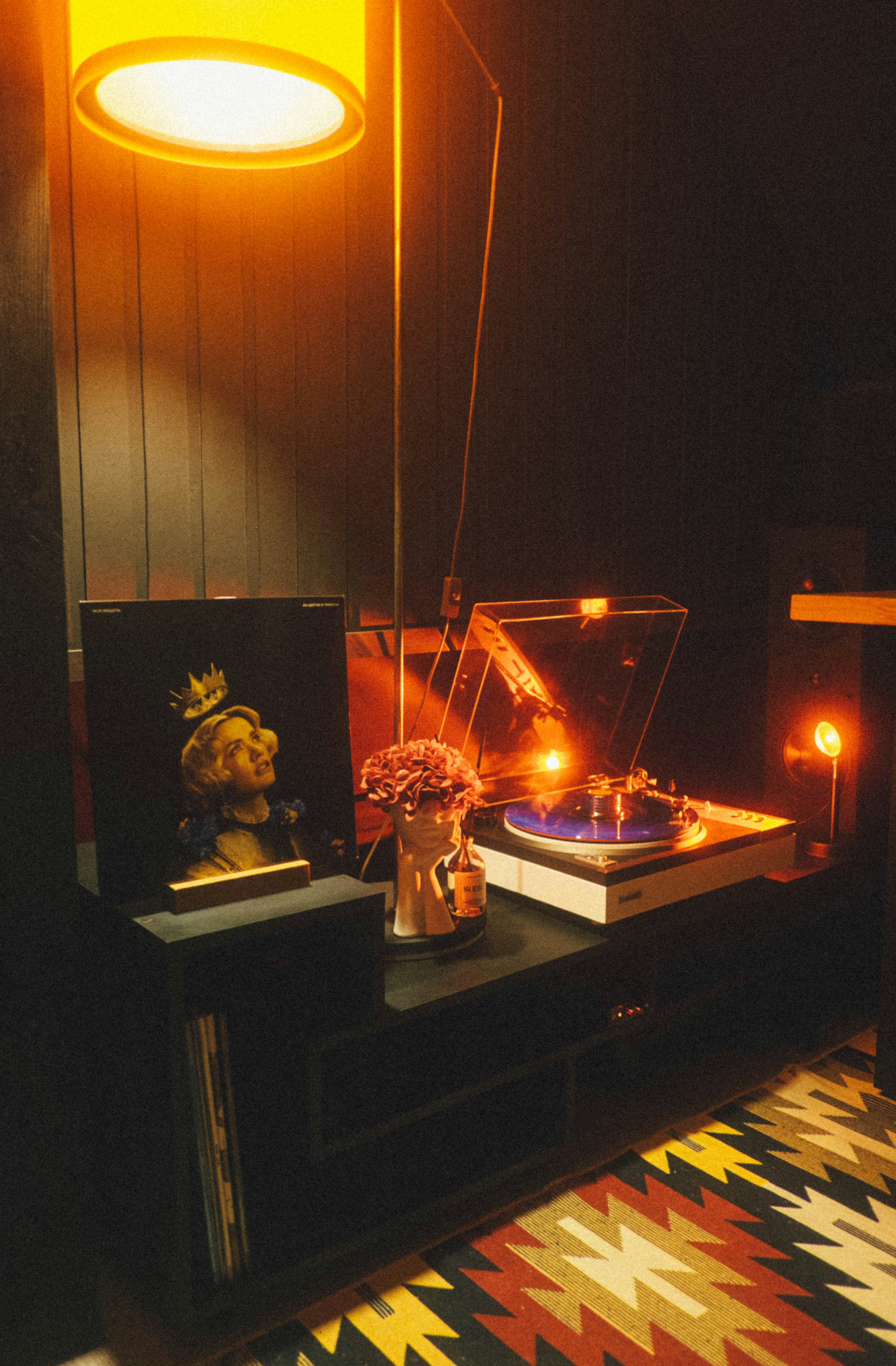 Vinyl Glow: A Cozy Corner of Sound and Still Life