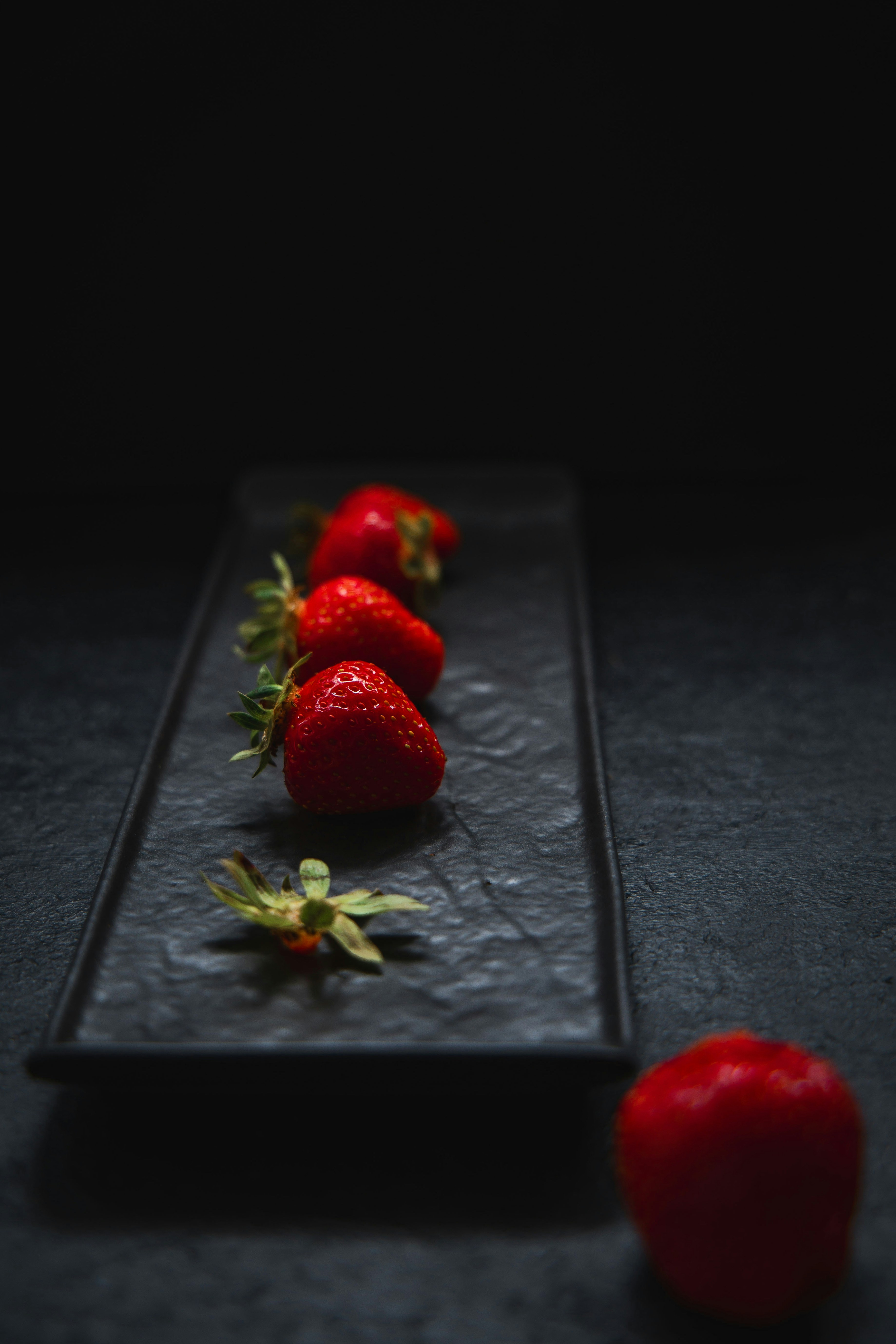 Red Rows: Strawberries on a Slate Channel