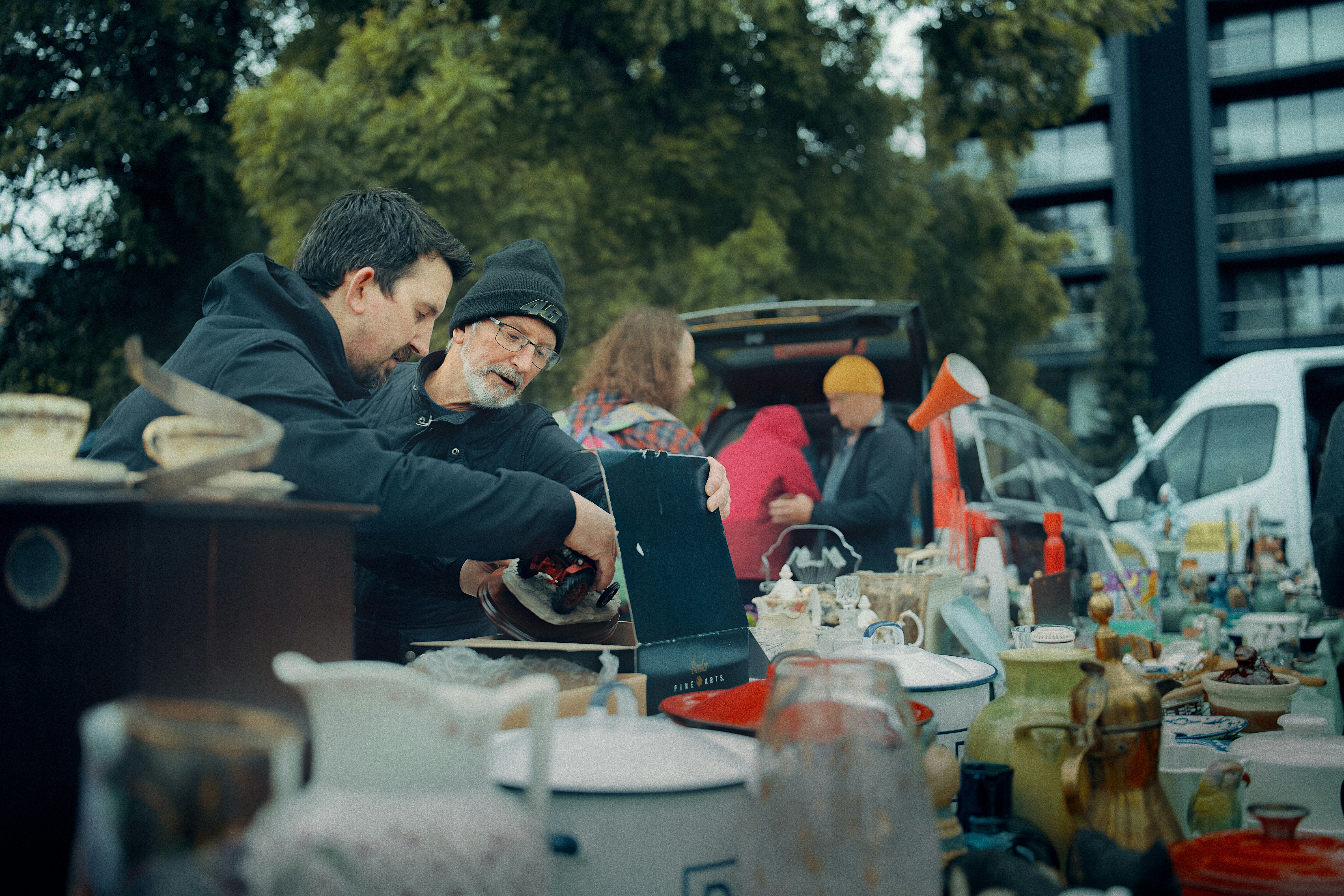 A Shared Moment at a Street Vintage Market