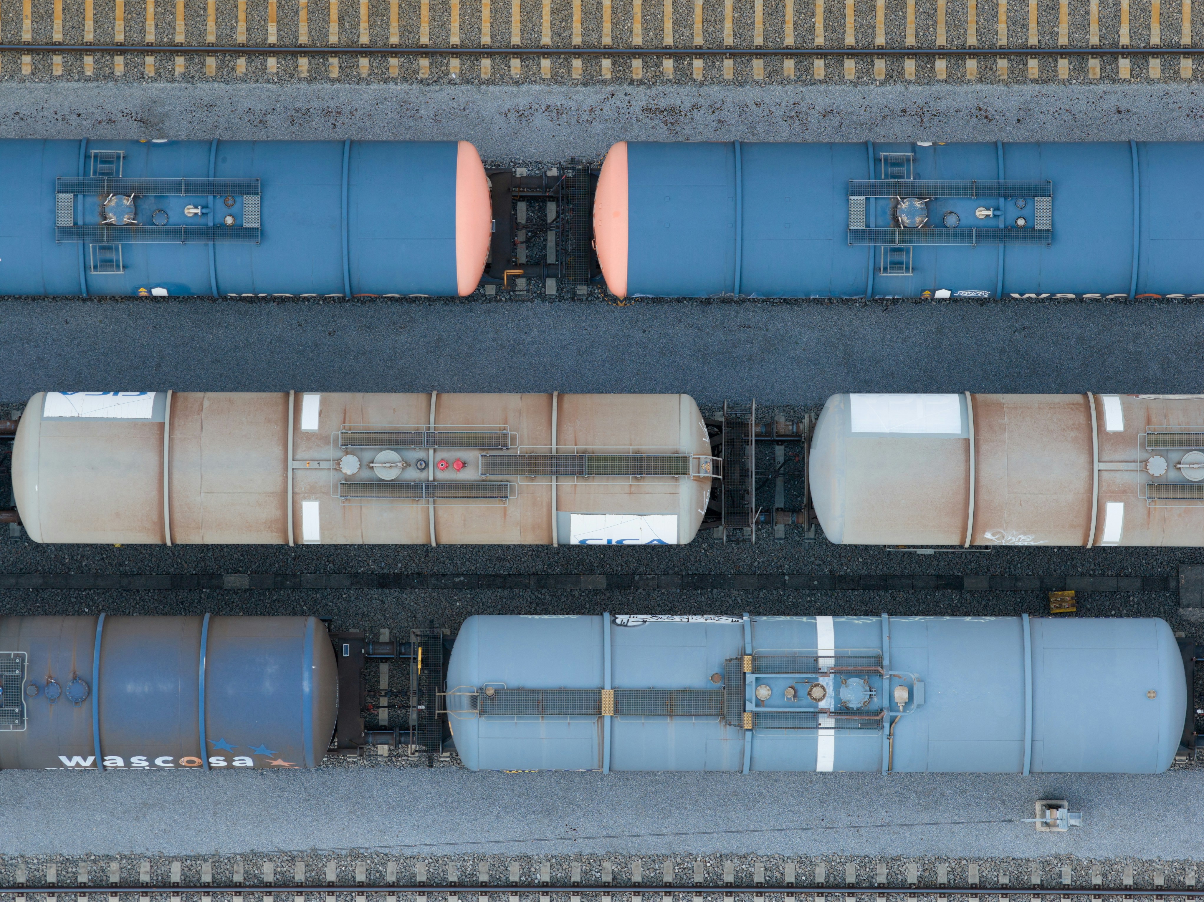 Rails in Rainbow: Aerial Tangle of Tanker Cars