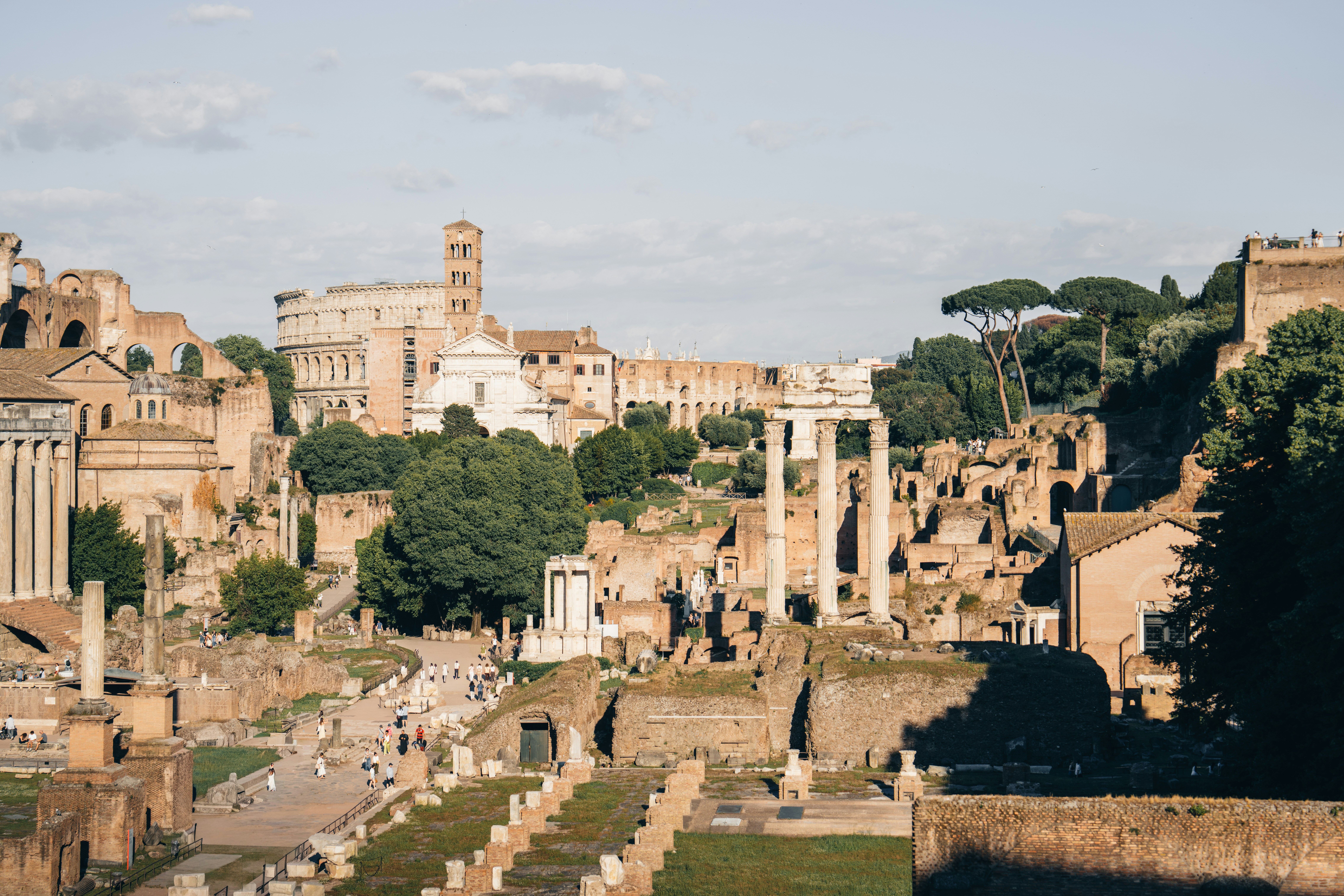 Ruins of the Forum with Colonnades Framing a Sunlit Cityscape