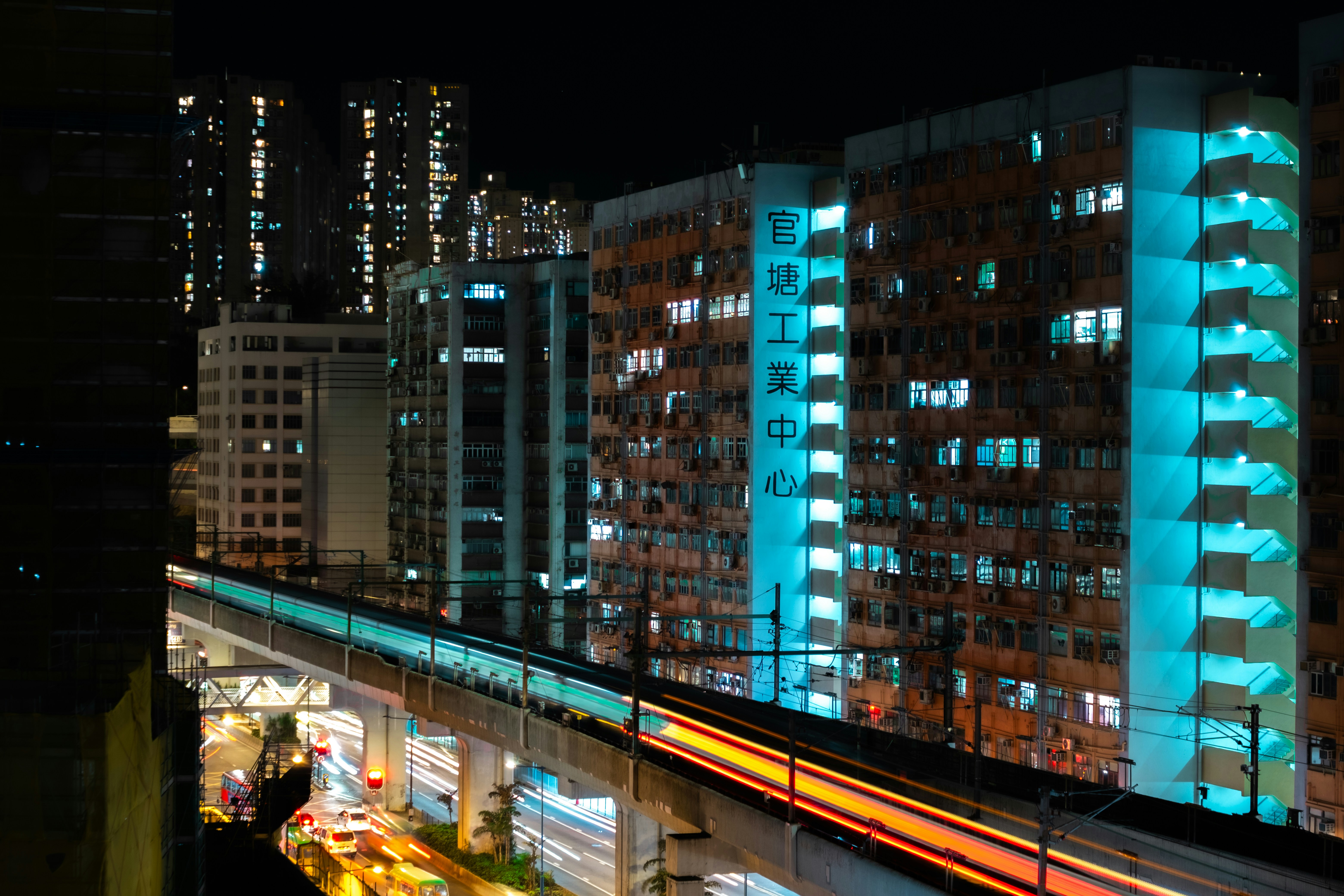 Neon Artery: Night Ride Above the City