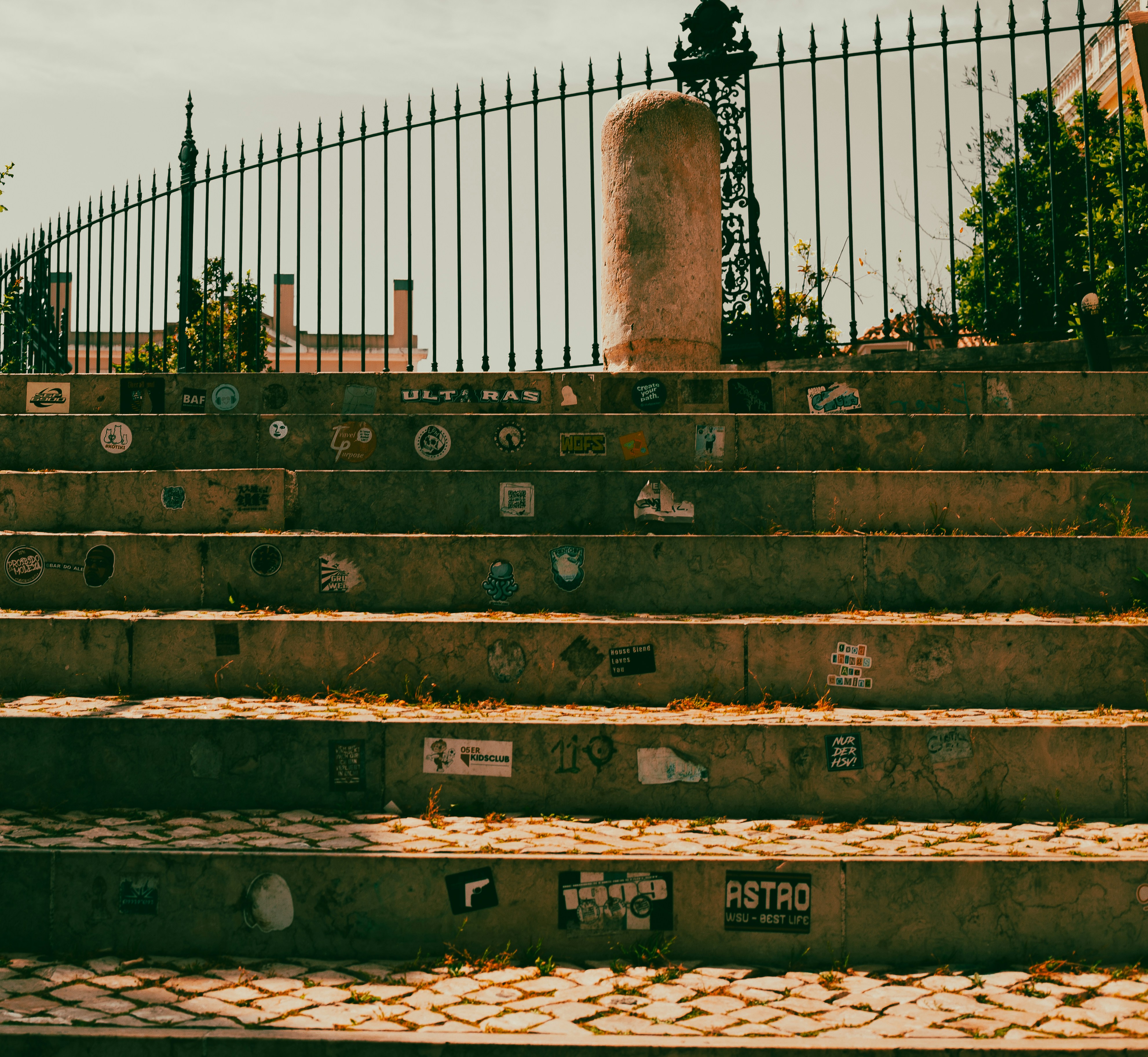 Graffiti-Strewn Steps: A Quiet Staircase in Dusk