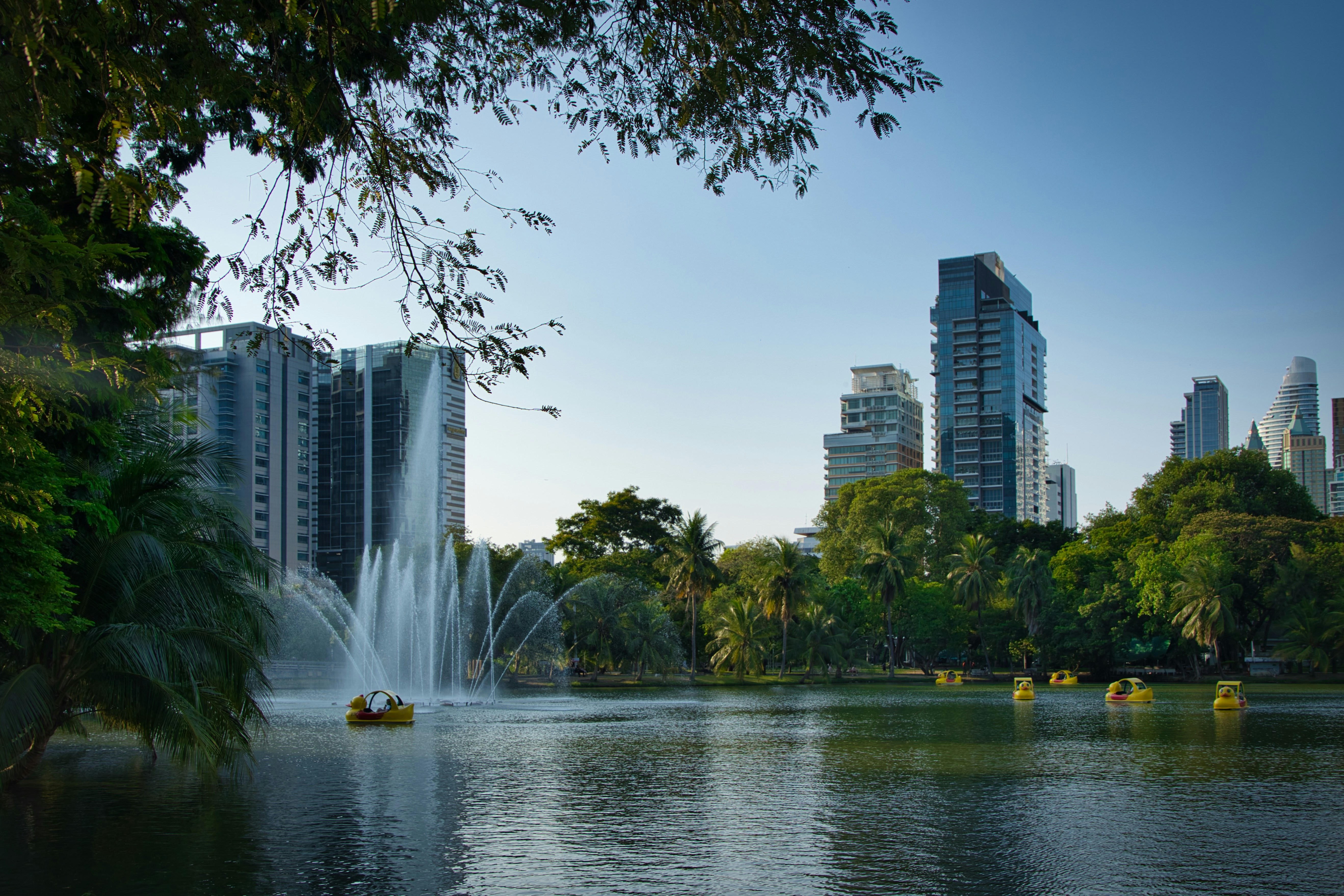 City Lagoon: Fountains, Glass and Green