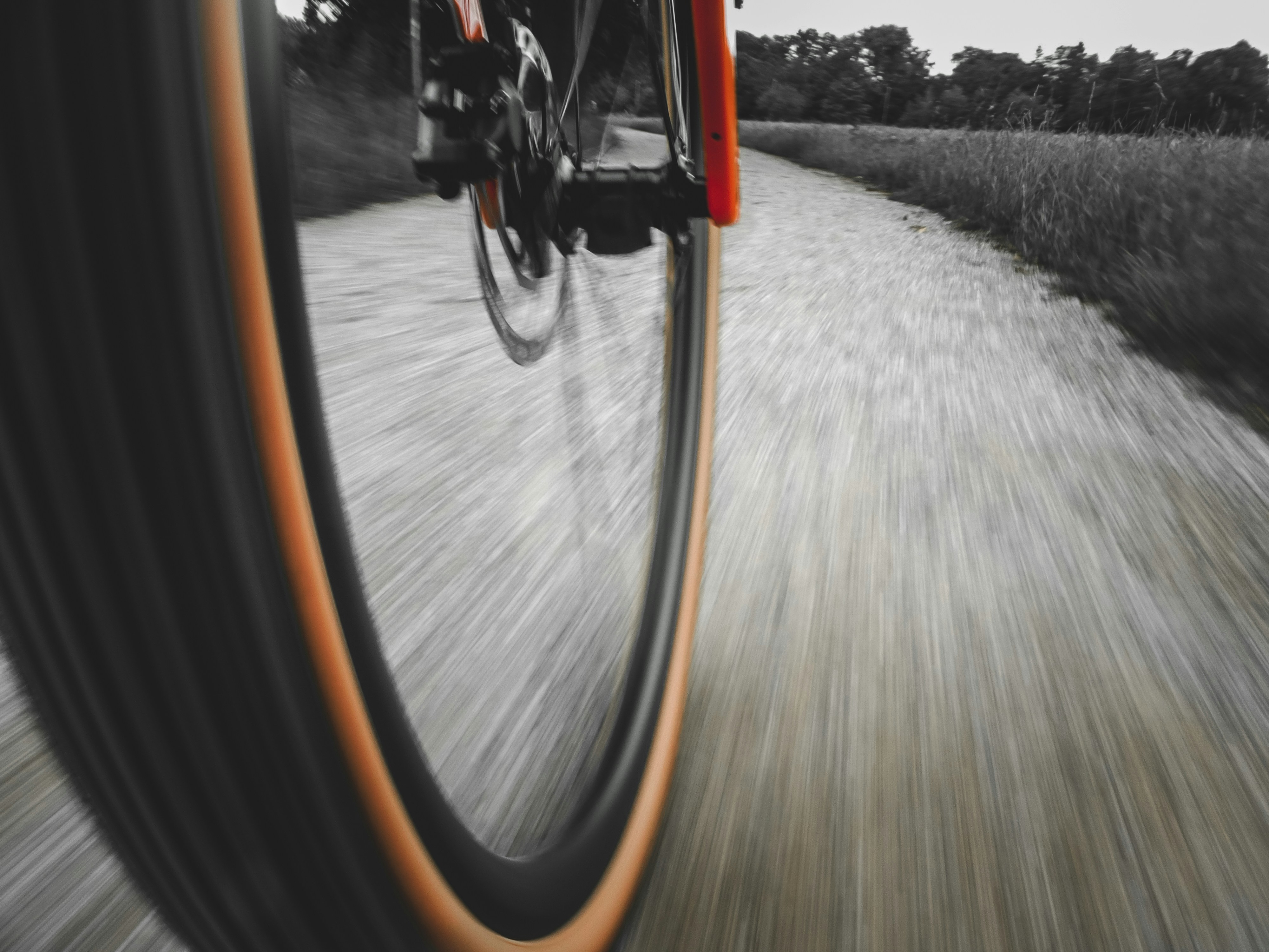 Front Wheel in Motion: A Low-Angle Ride Through the Blur