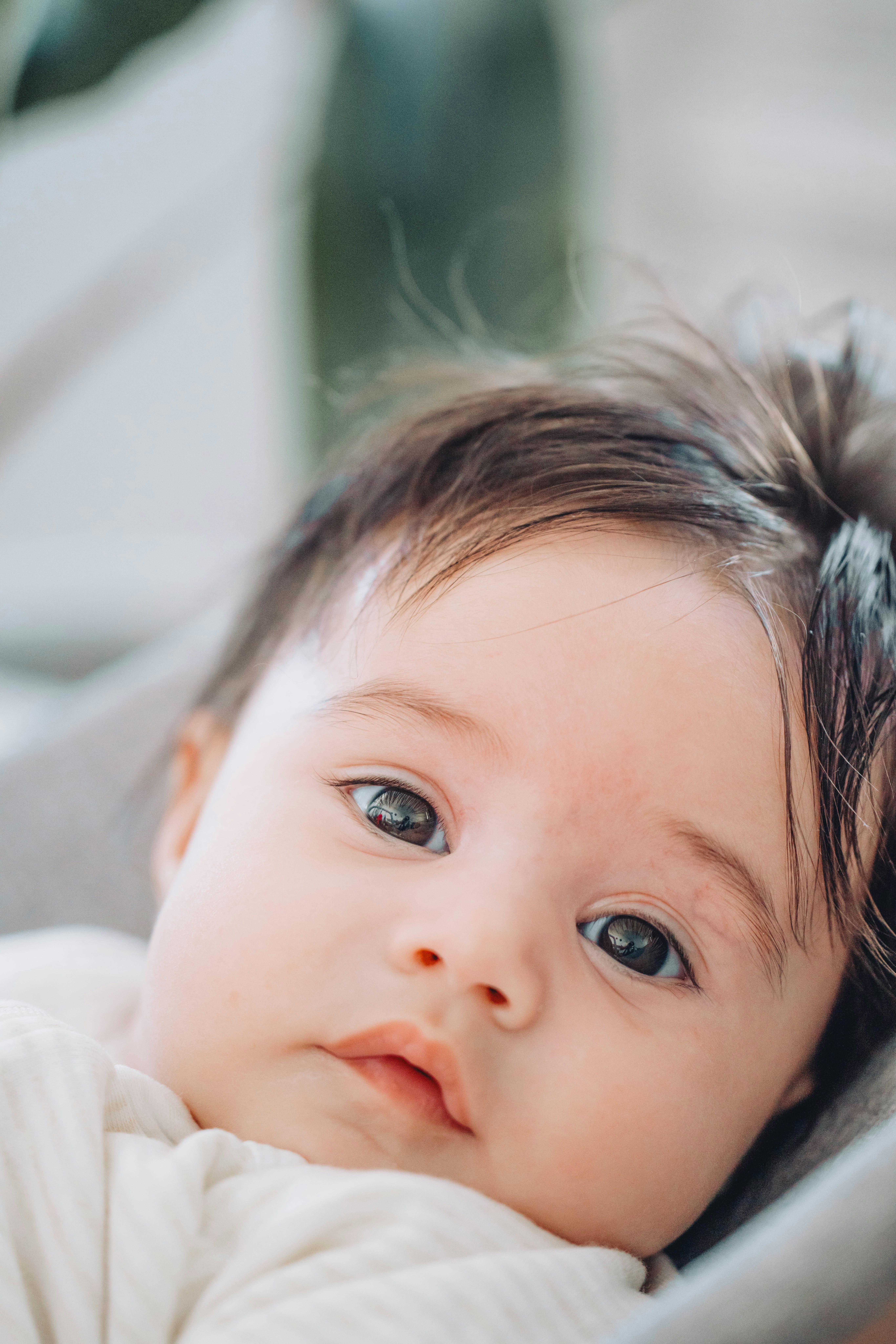 Close-Up of a Curious Baby: Soft Focus and Gentle Light