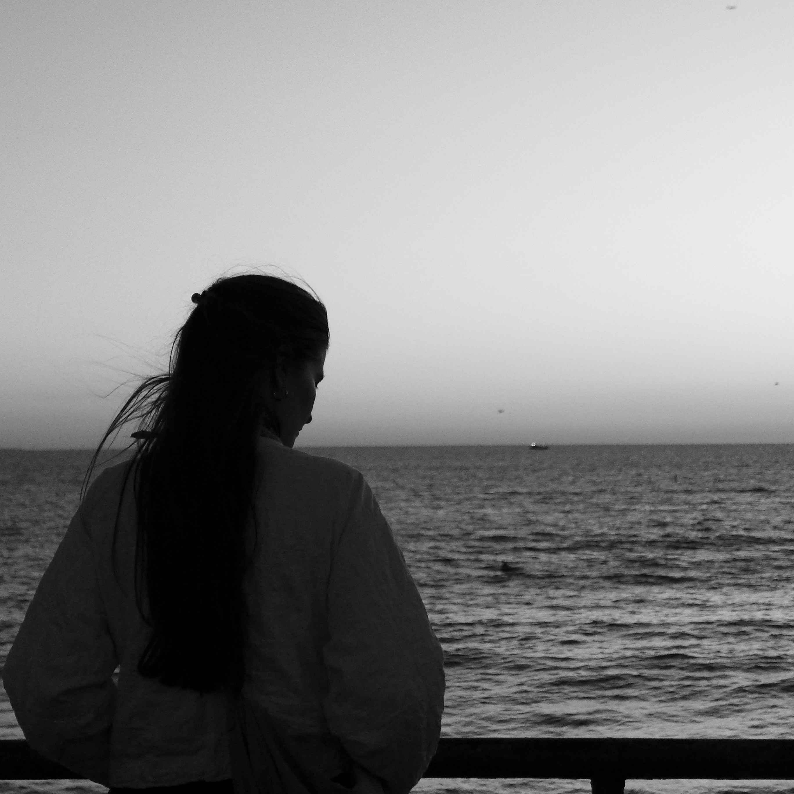 Silhouette at Sunset: A Quiet Sea Gaze