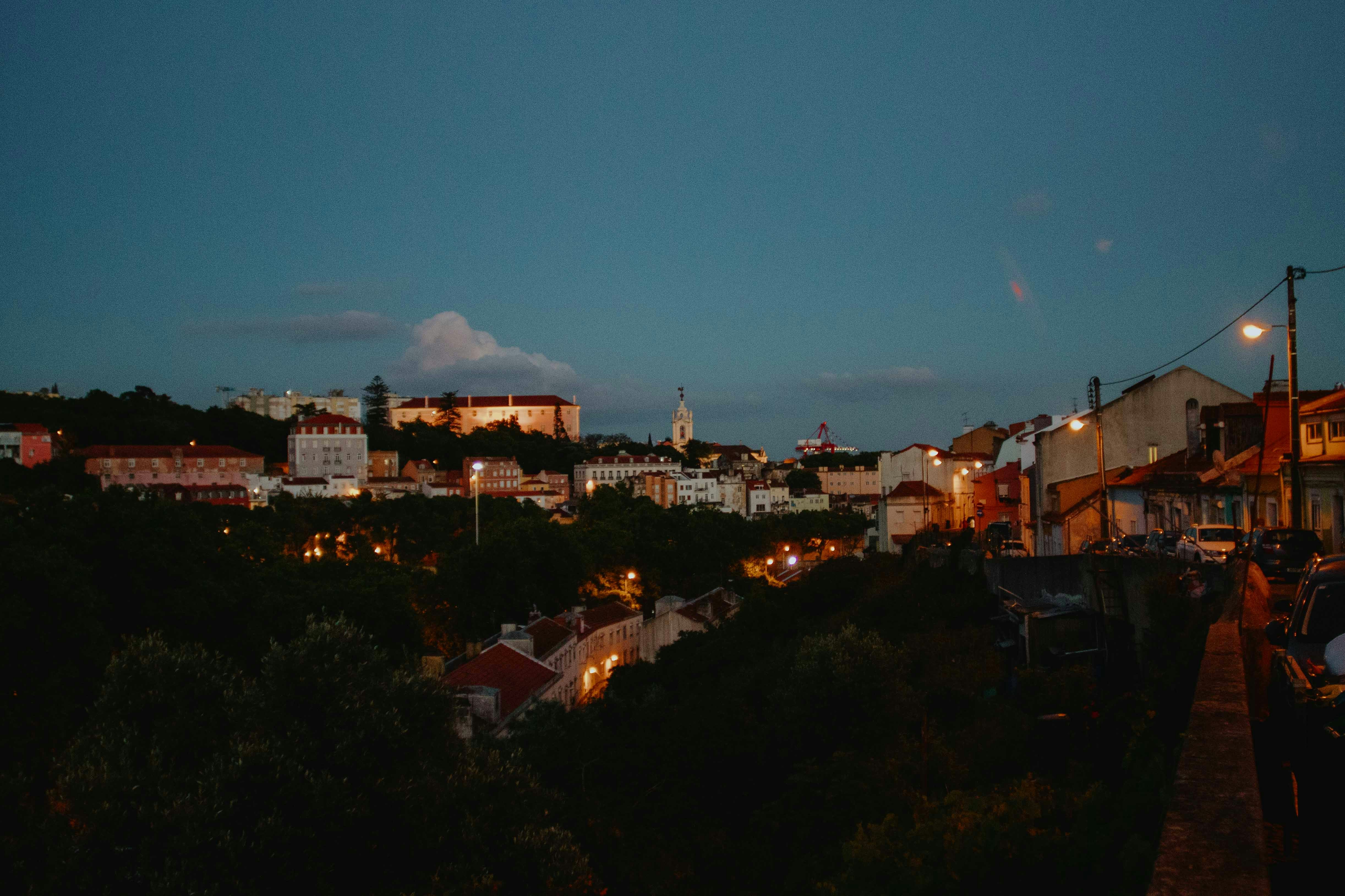 Dusk Over the Hillside Town: A Quiet Panorama of Lights
