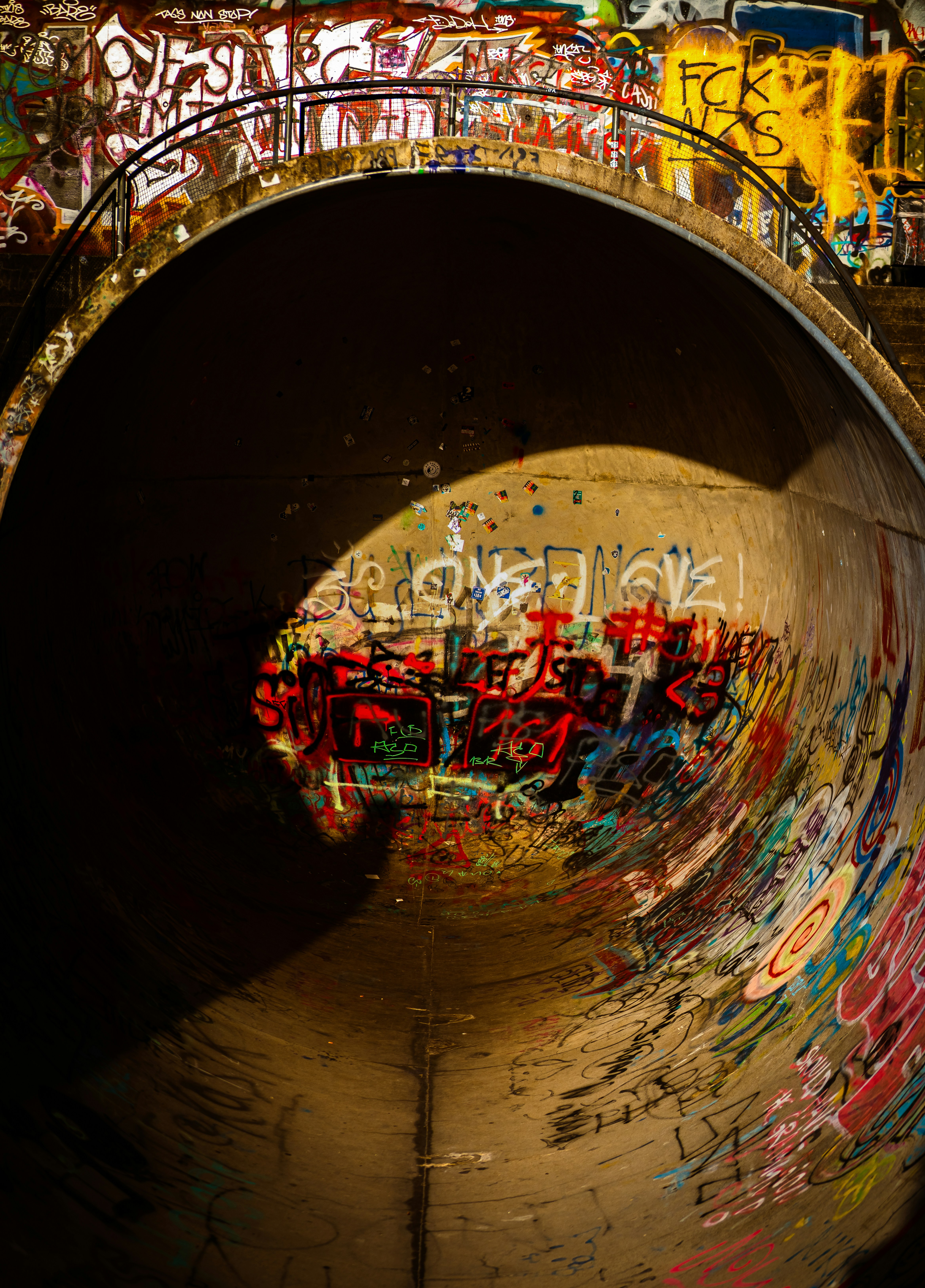 Circular Graffiti Tunnel: Wrapped in Urban Colors