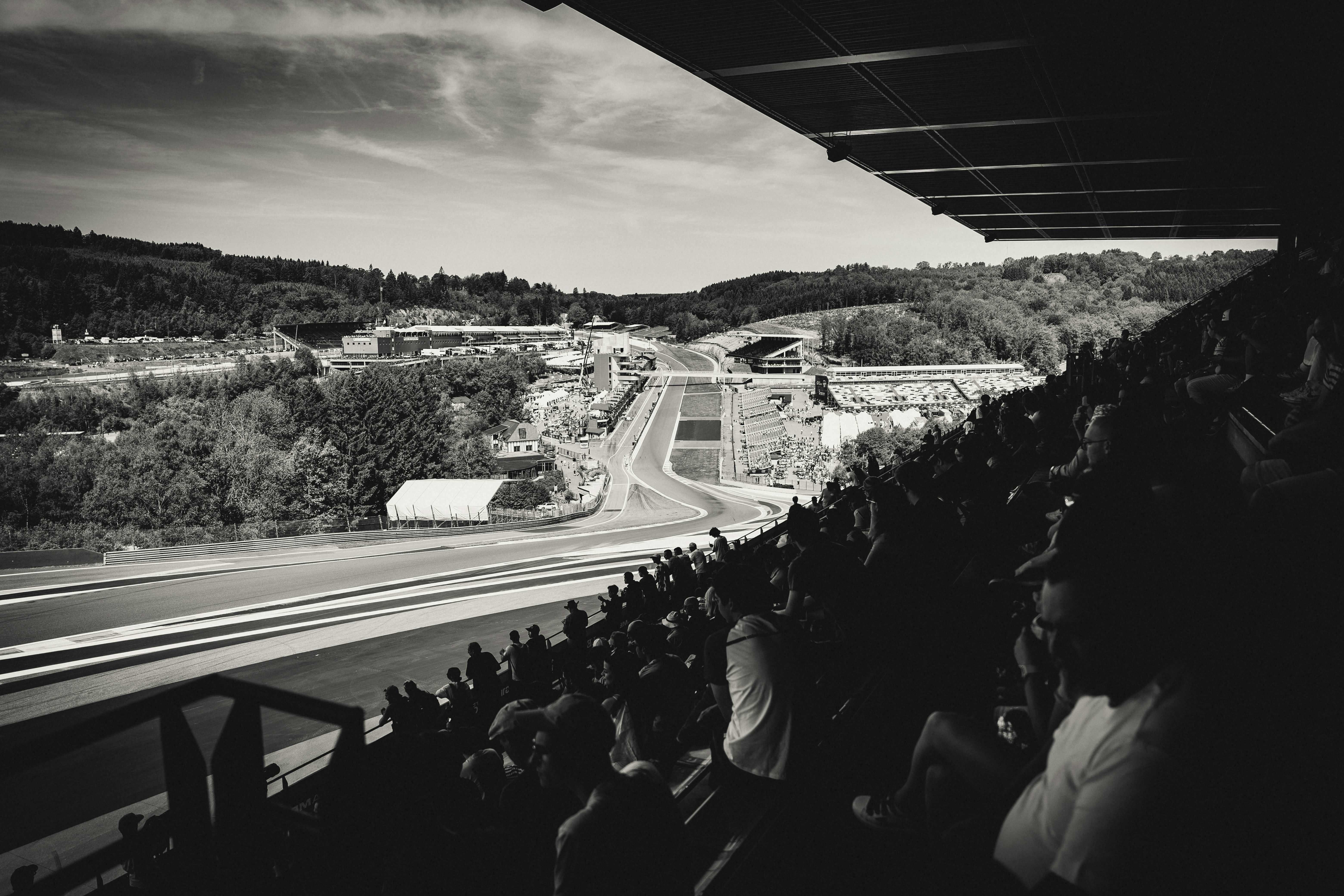 Overlook on a Quiet Curve: Stadium Steps Framed by Hills