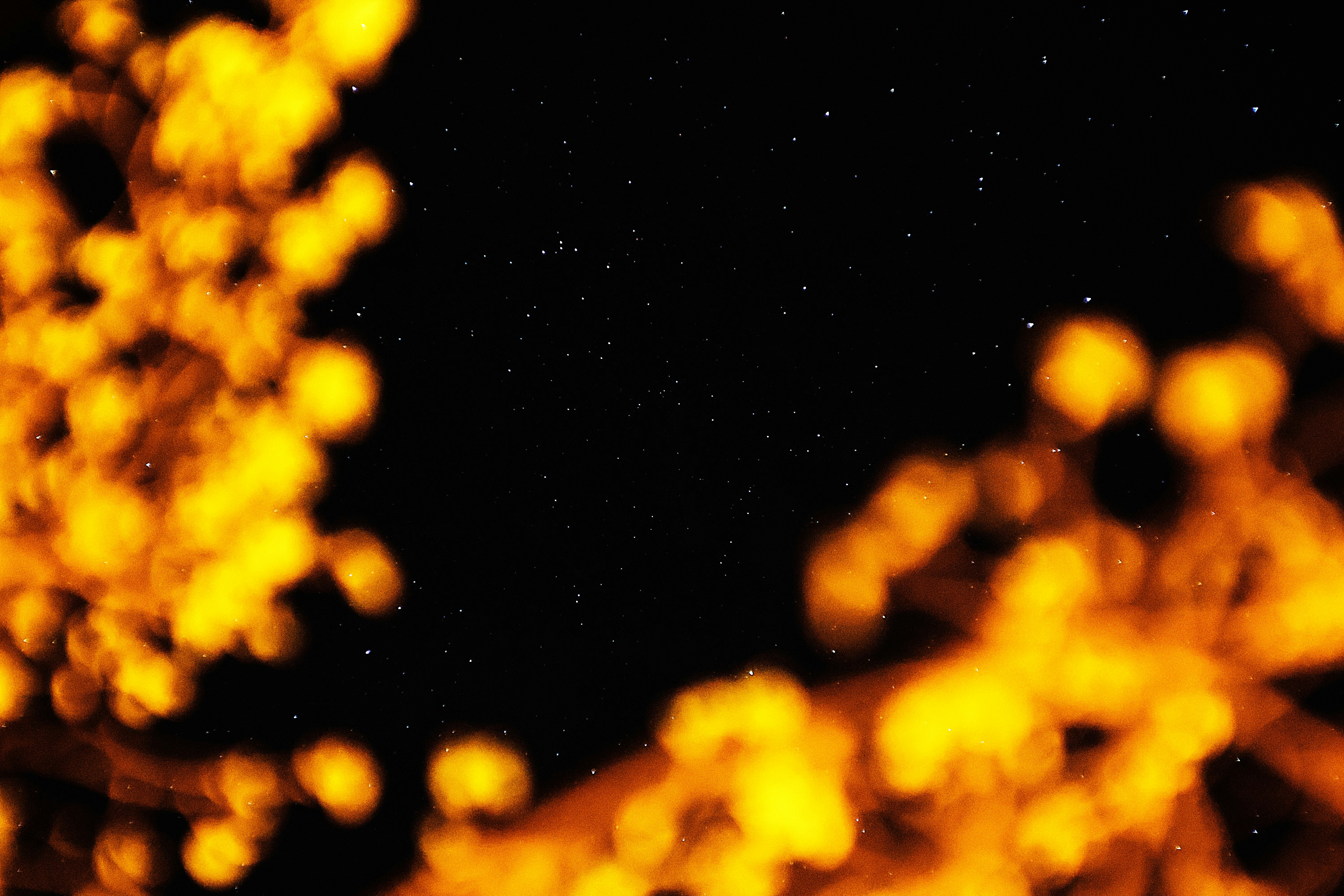 Starlit Gaps Over Amber Flares