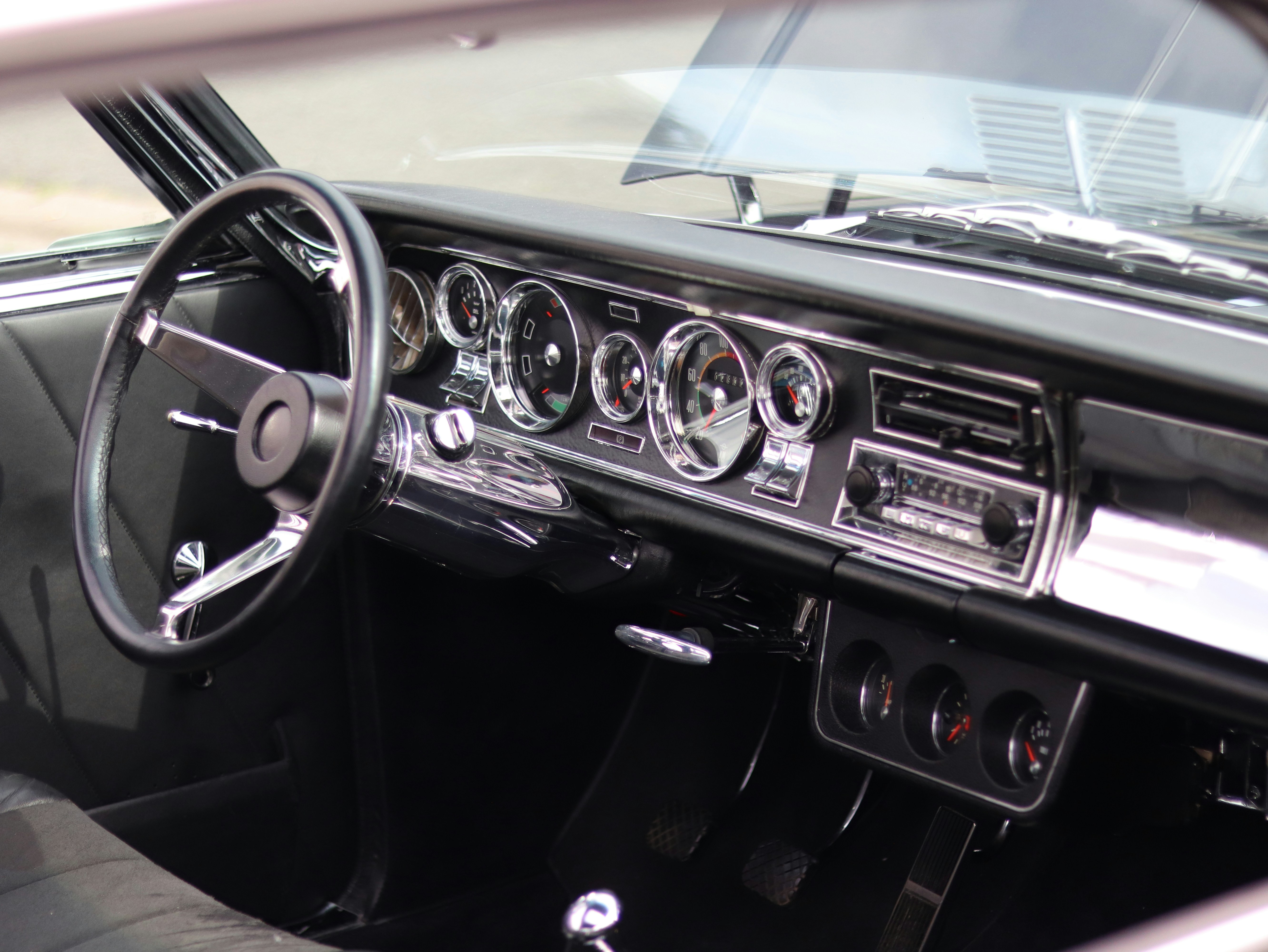 Chrome Dash Echo: Classic Car Interior at Rest