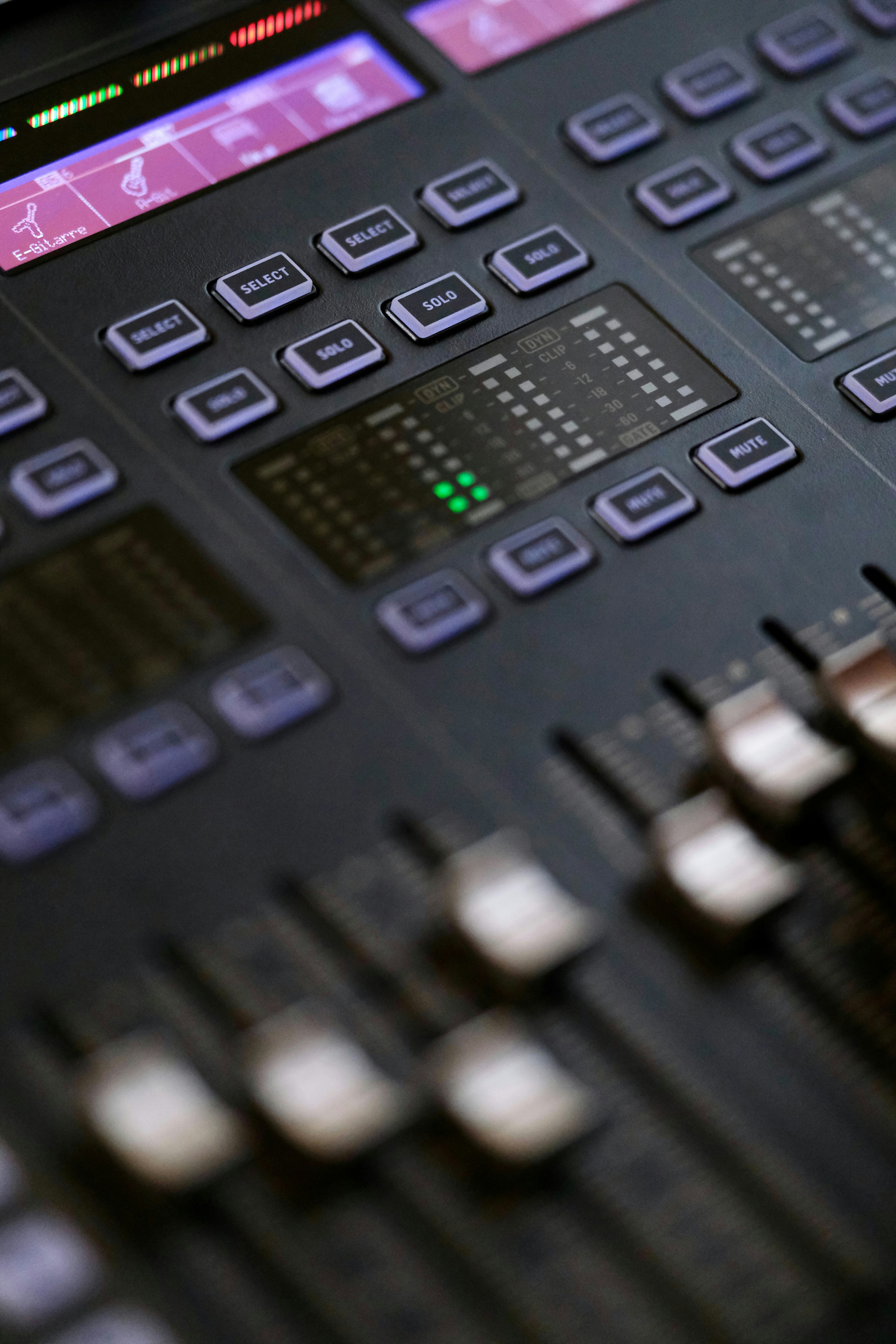Control Surface in Focus: Neon Highlighted Metering and Knobs