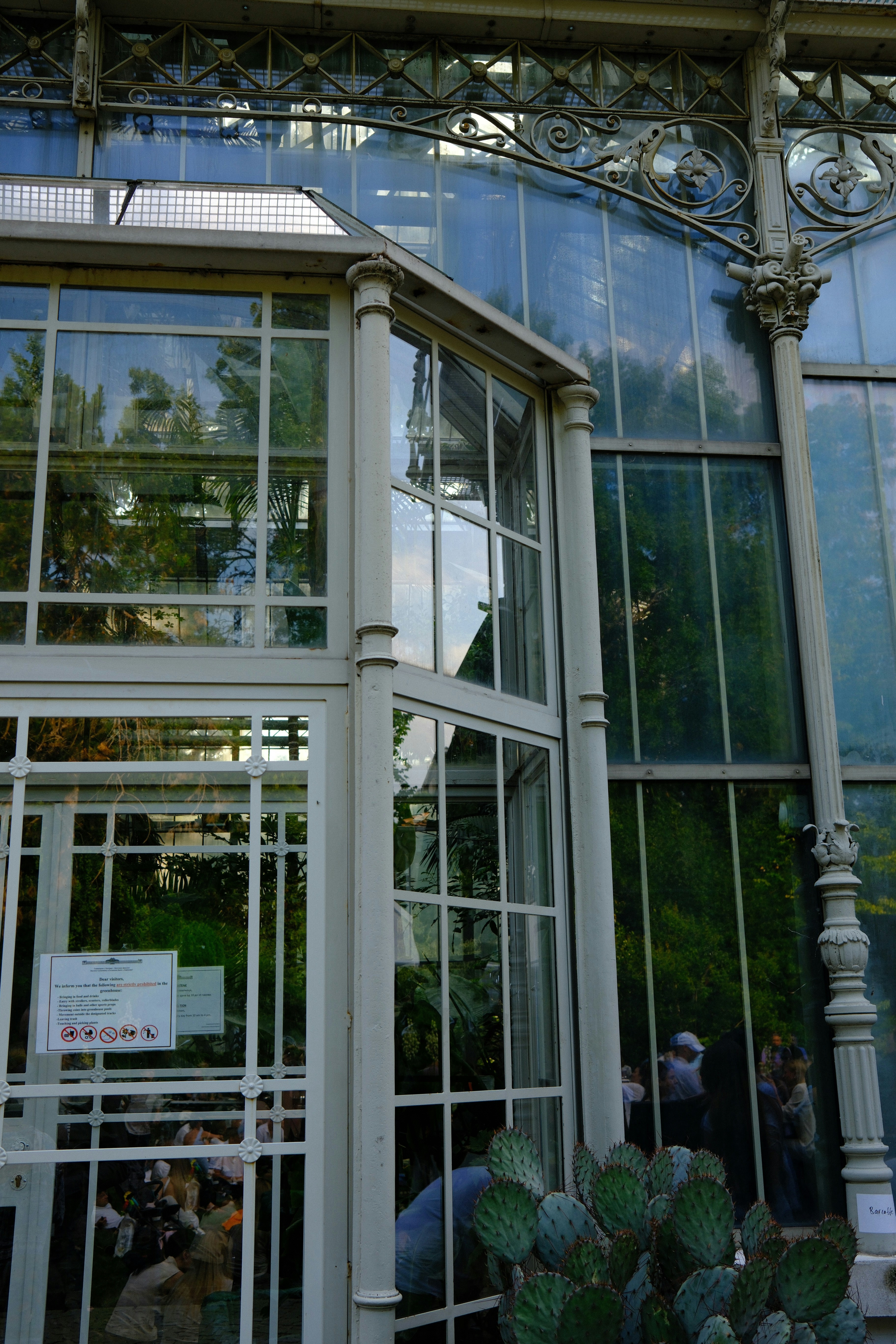 Ornate Conservatory Facade Framed by Flora and Glass