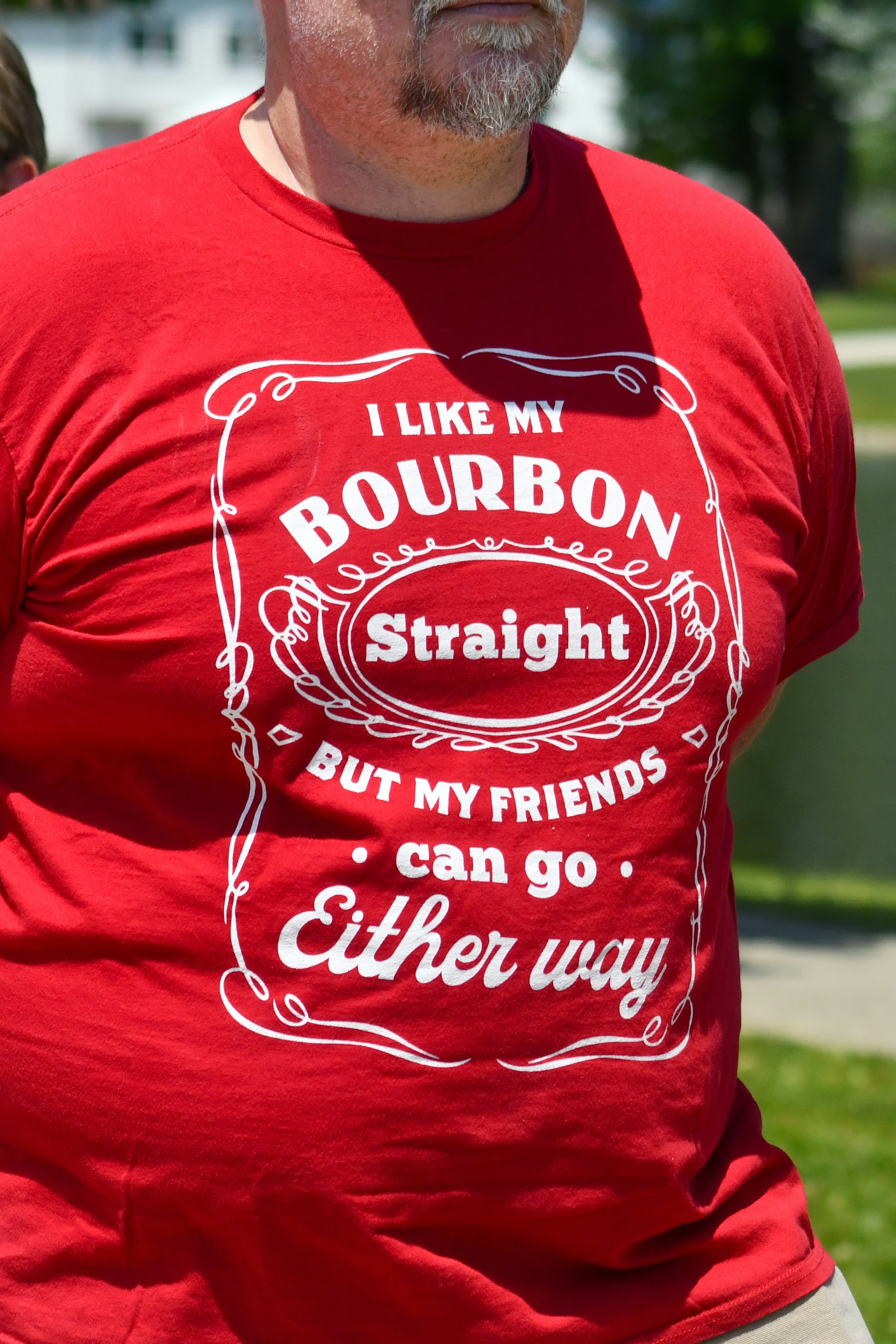 Bold Red Tee with Witty Bourbon Motto