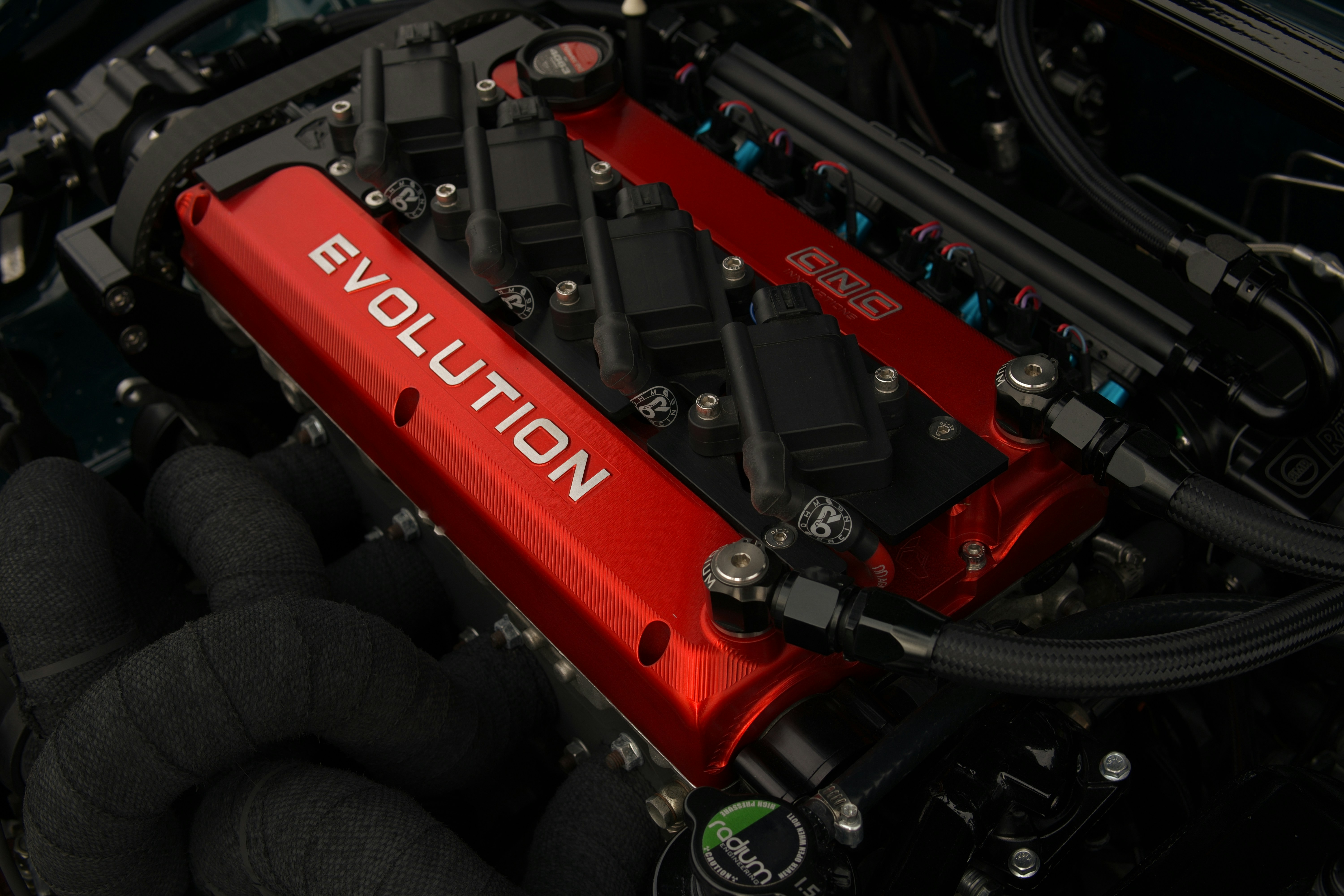 Red Evo Engine Crown: A Close-Up of the High-Performance Valve Cover