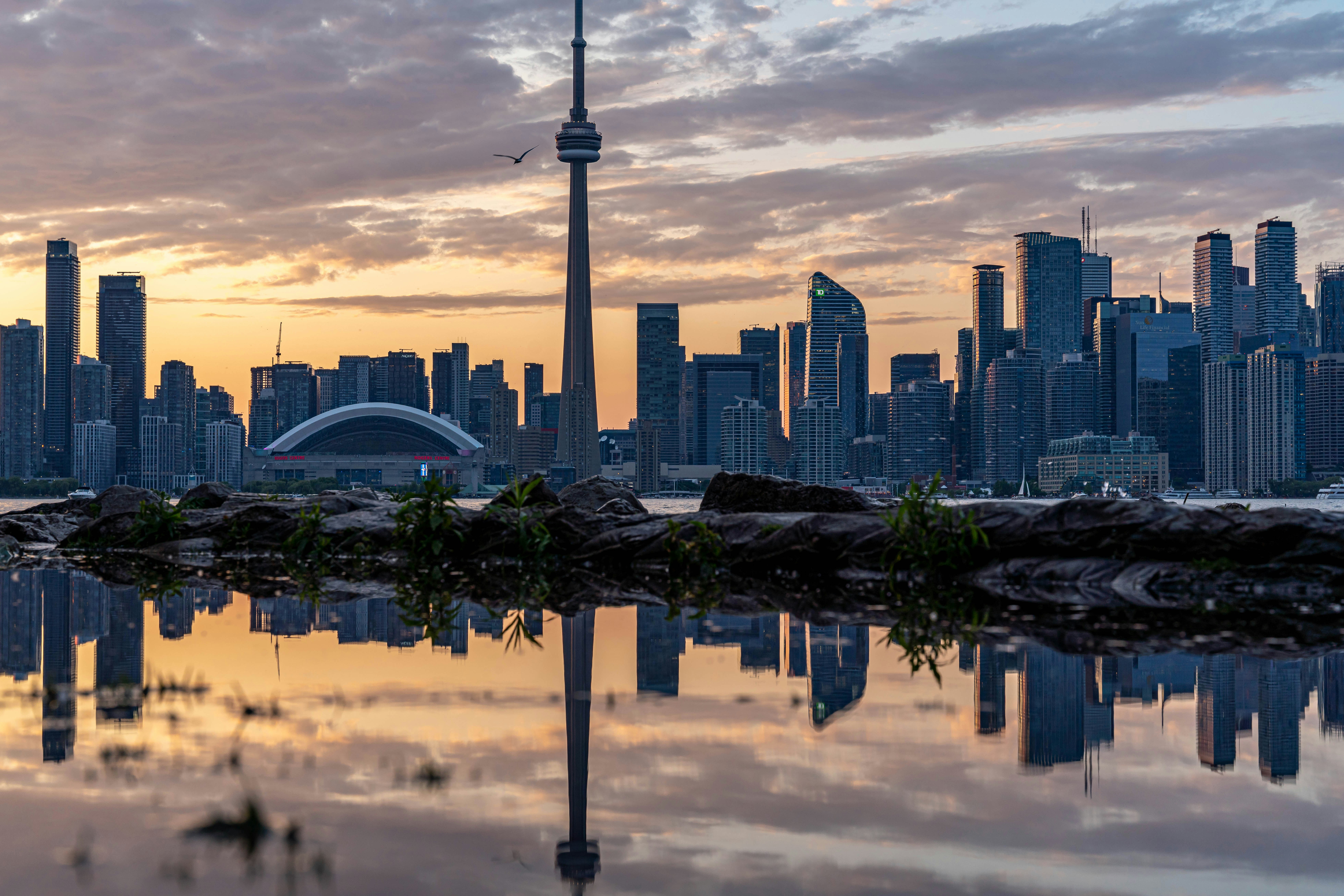 Reflection at the Red Sky: Toronto Silhouette at Dusk