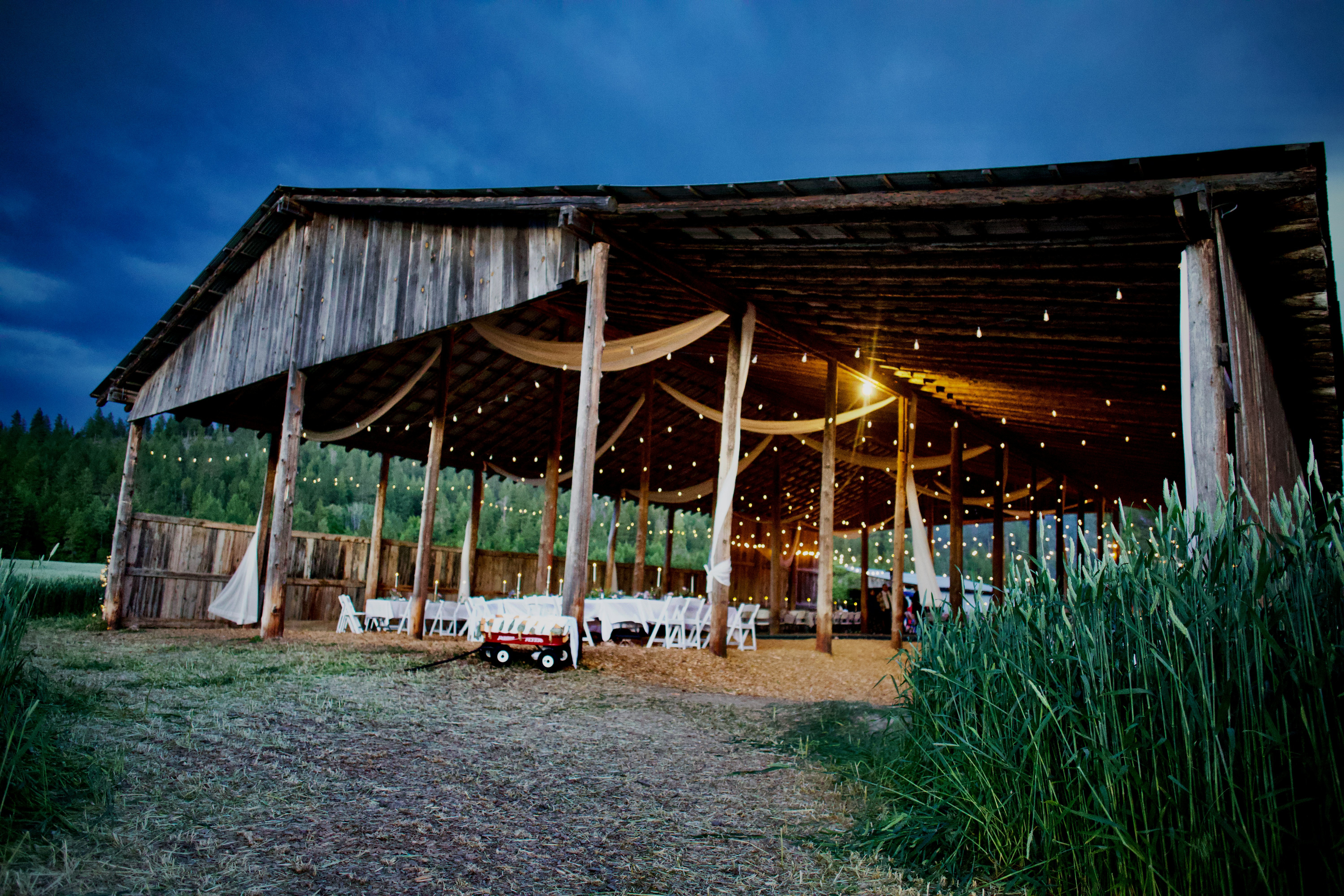 Twilight Gathering under the Rustic Pavilion