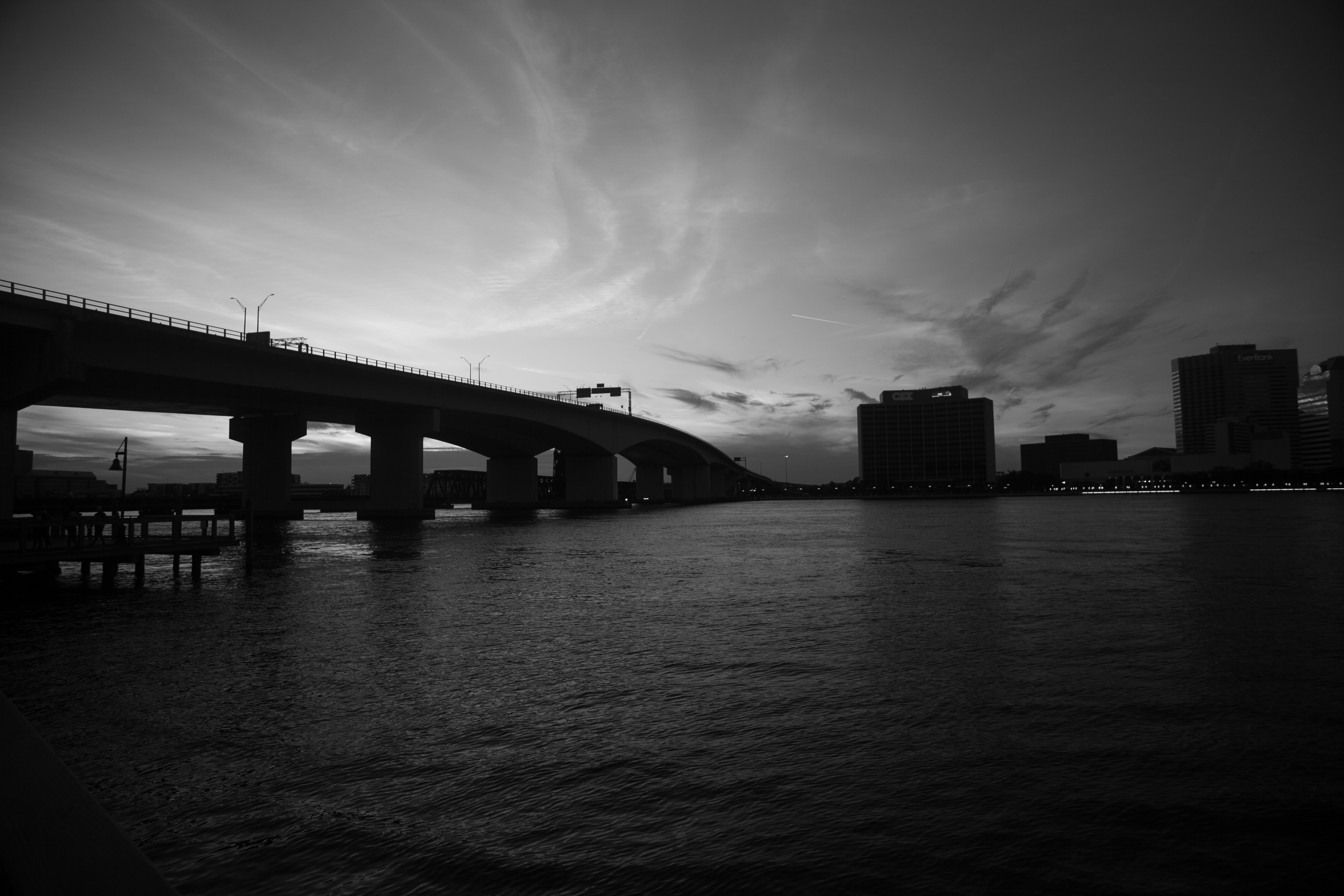 Moonlit Harbor Span: A Quiet City Wake Across the Water