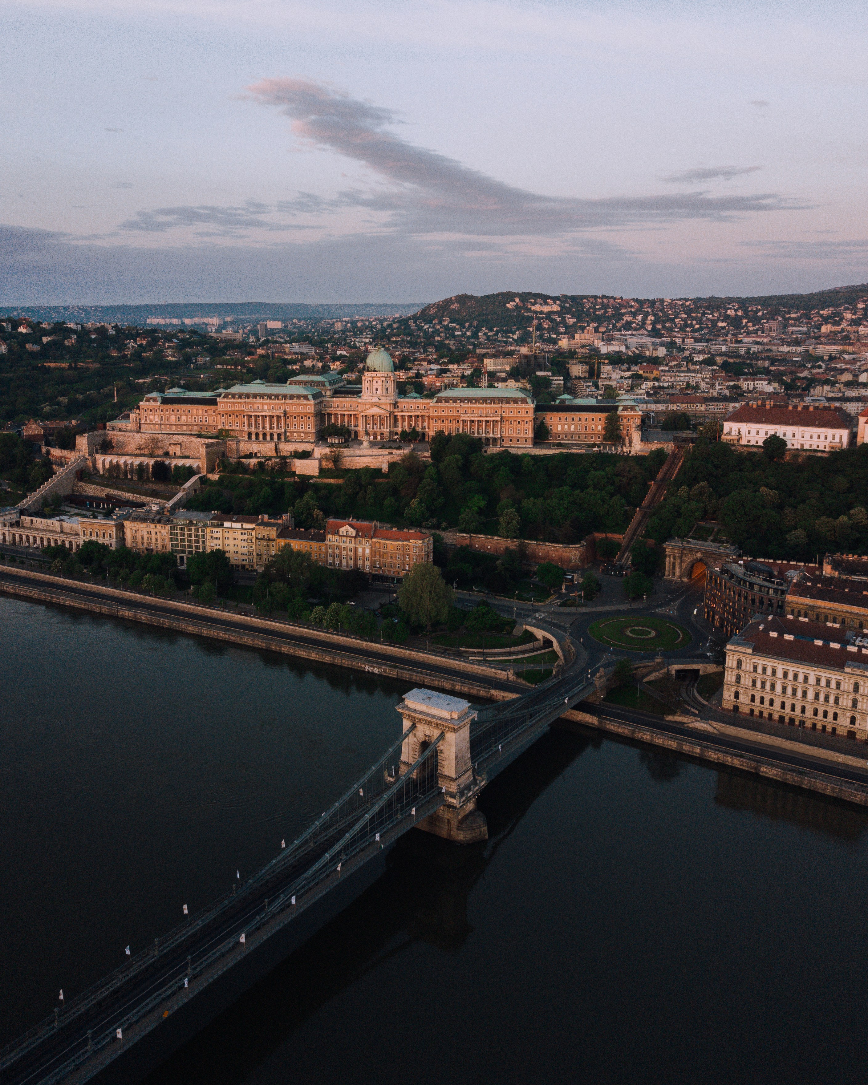 Budapest by the Danube: Chain Bridge Piercing the Evening Veil