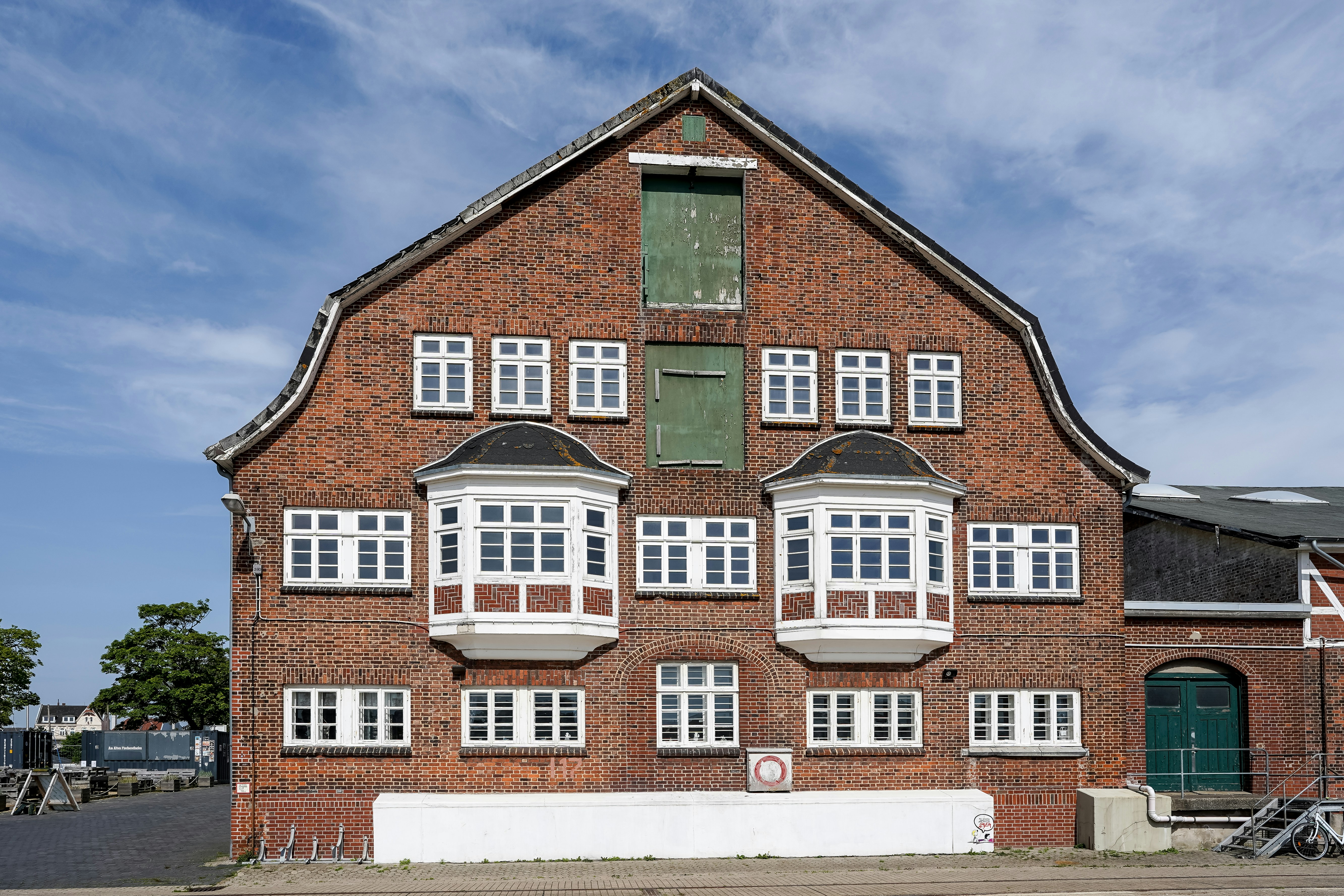 Brick Facade of a Historic Seaside Schoolhouse