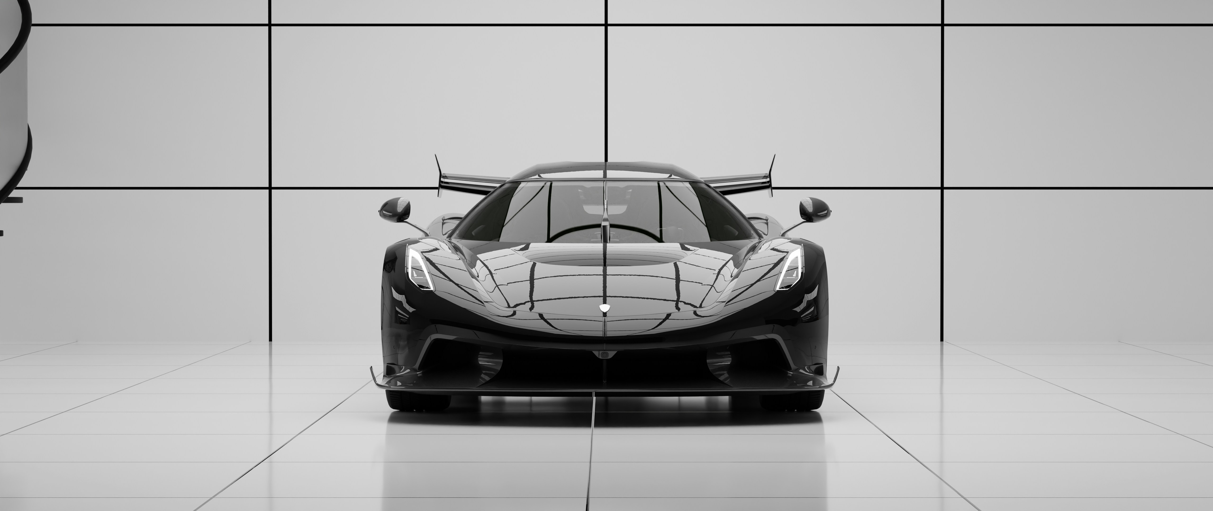 A black and white sports car in a minimalist studio. photo – Free ...